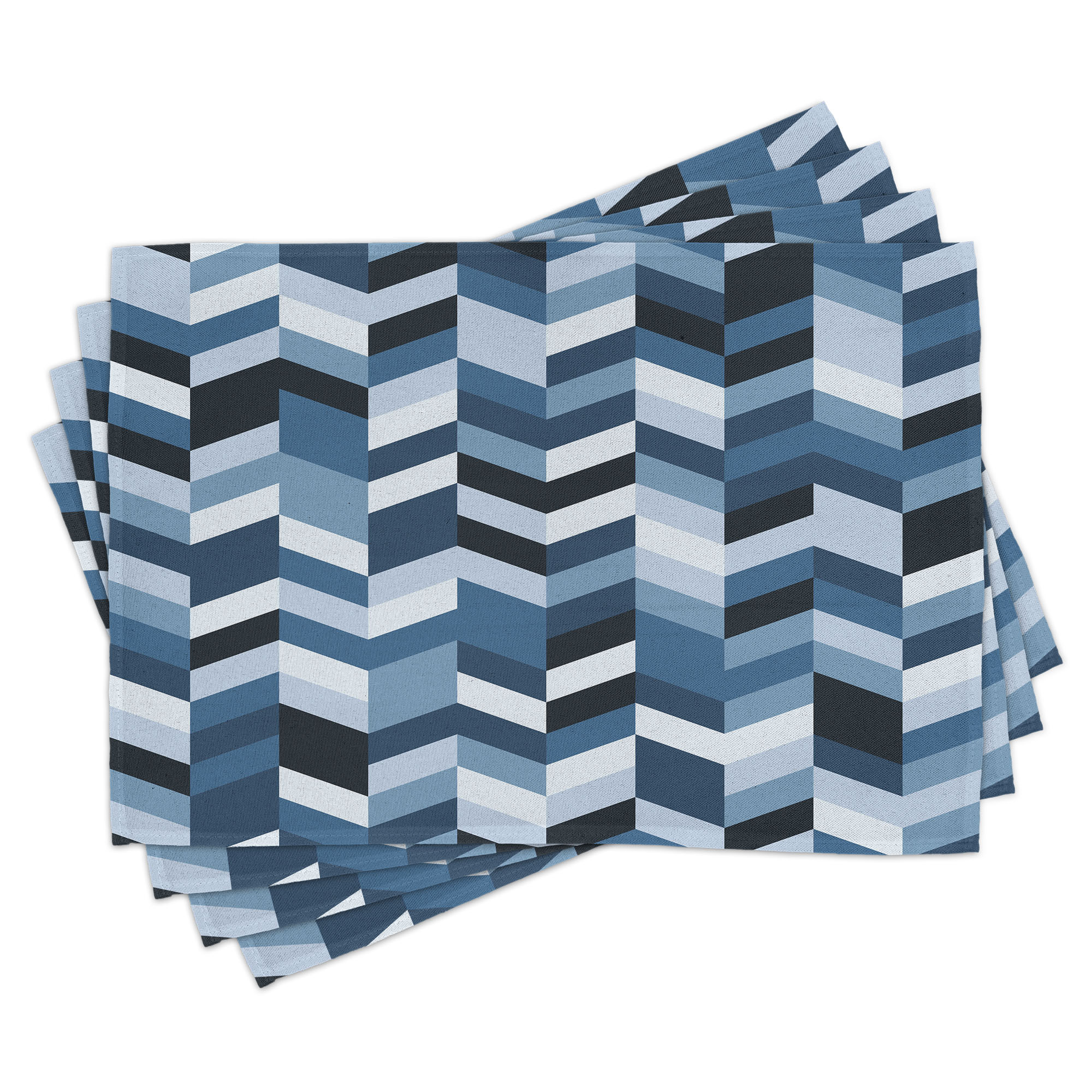 Ambesonne Slate Blue Place Mats Set of 4, Zigzag Twisty Lines, Standard ...