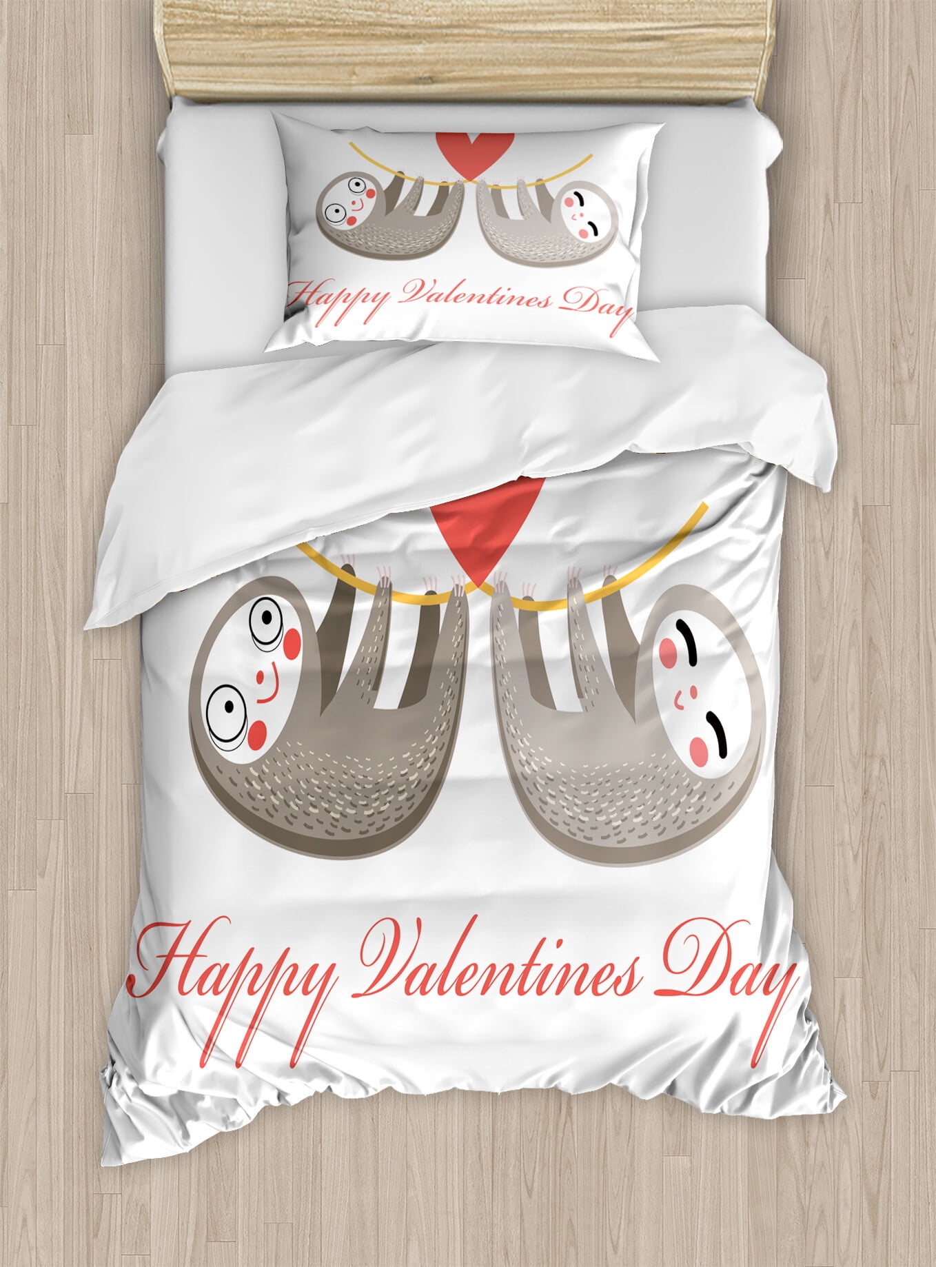 Ambesonne Sloth Duvet Cover Set, Tropical Animals, Twin, Warm Taupe ...
