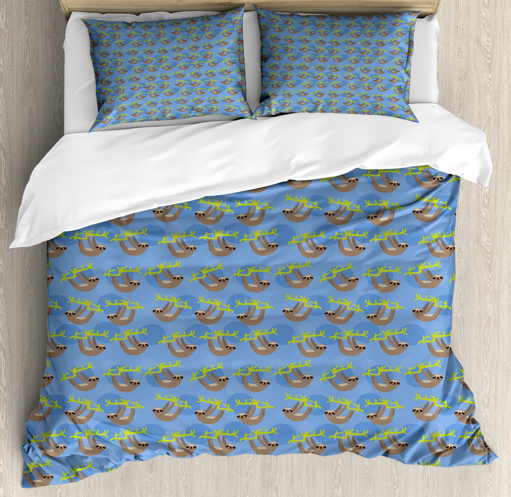 Ambesonne Sloth Duvet Cover Sets, Hanging Branches Lazy Animal, 2-King ...