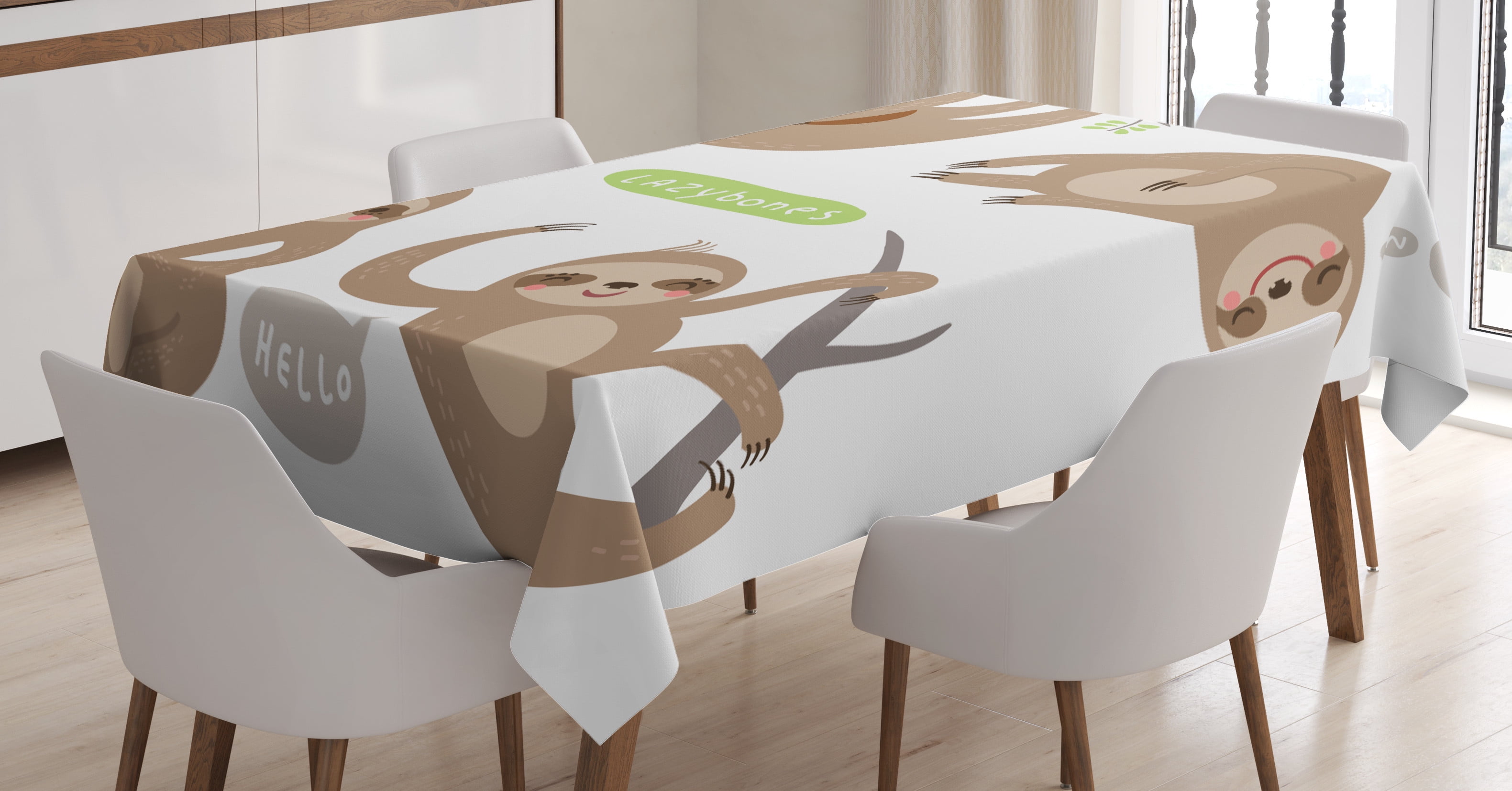 Ambesonne Sloth Tablecloth Rectangular Table Cover, Composition Animal ...