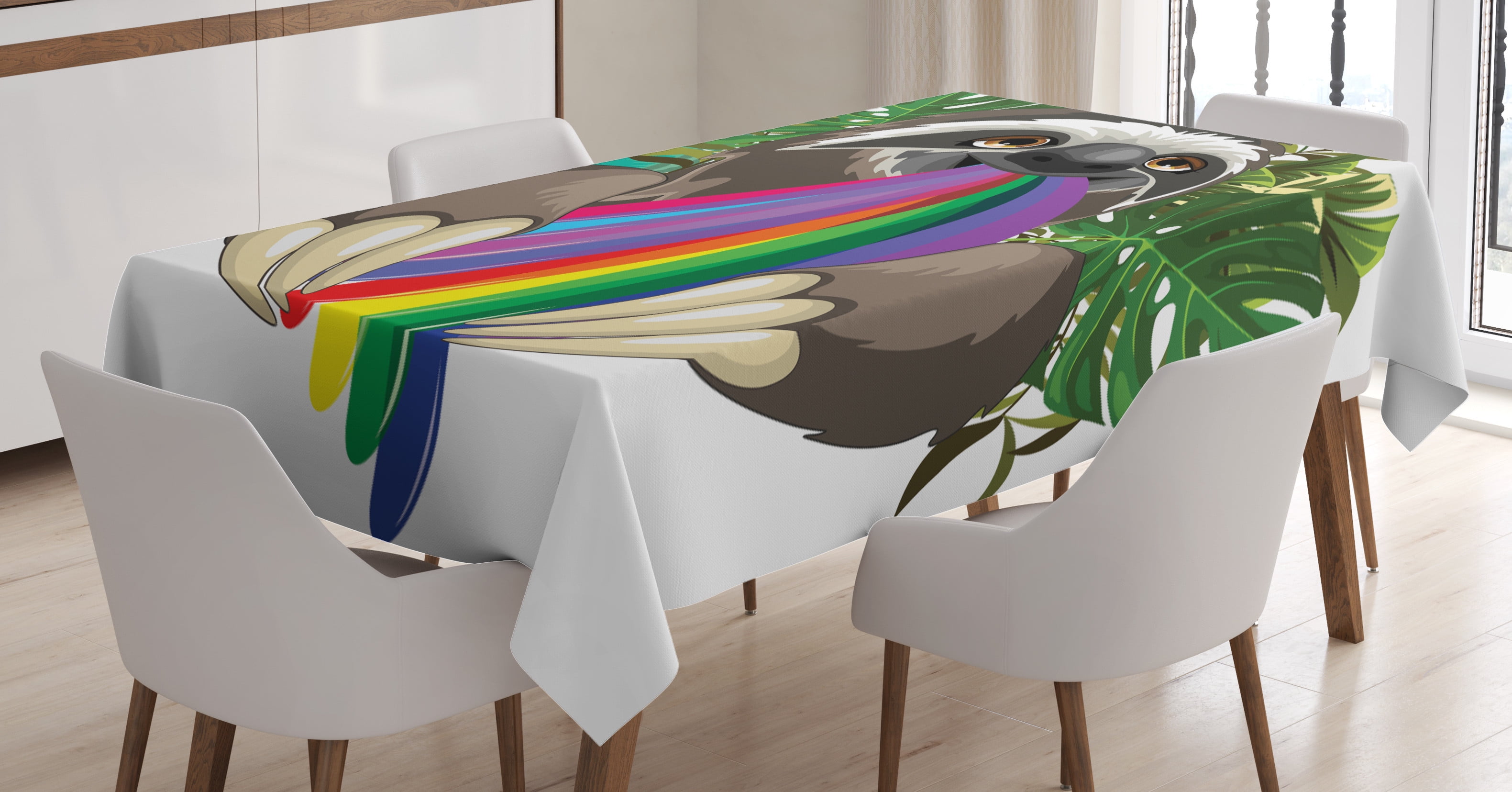 Ambesonne Sloth Tablecloth Rectangular Table Cover, Indolent Jungle ...