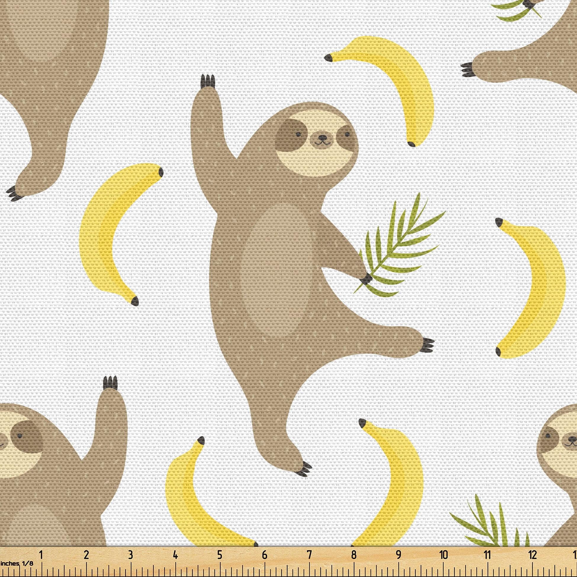 Ambesonne Sloths Fabric by the Yard Upholstery, Tropical Sloths and ...