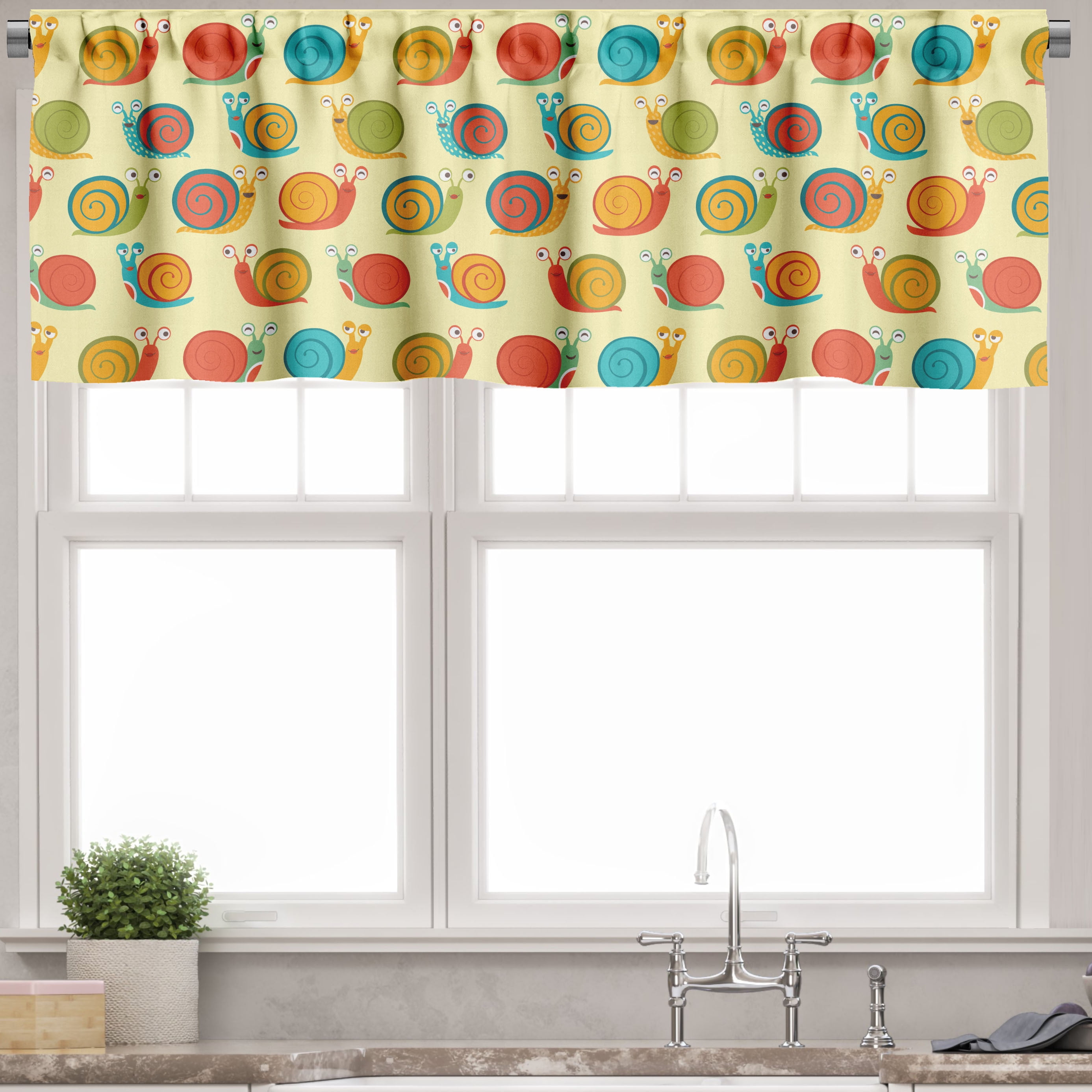 Ambesonne Snail Valance Pack of 2, Cartoon Shell Animals Pattern, 54 ...