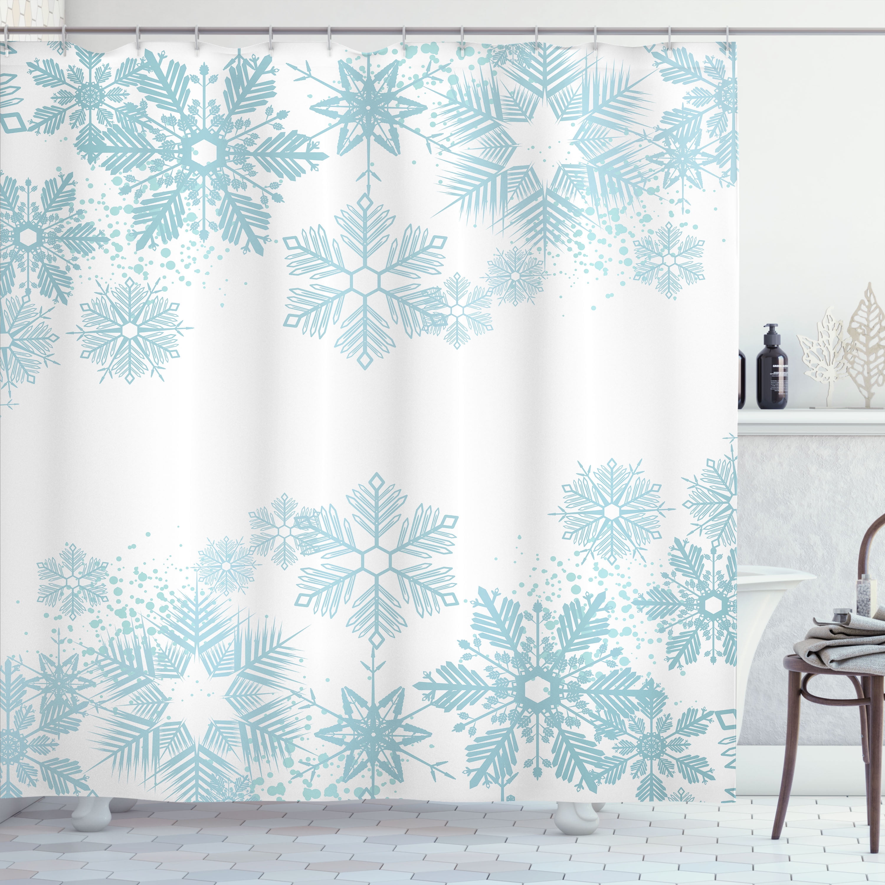 Ambesonne Snow Shower Curtain, Repeating Winter Motif Pattern, 69"Wx84 ...