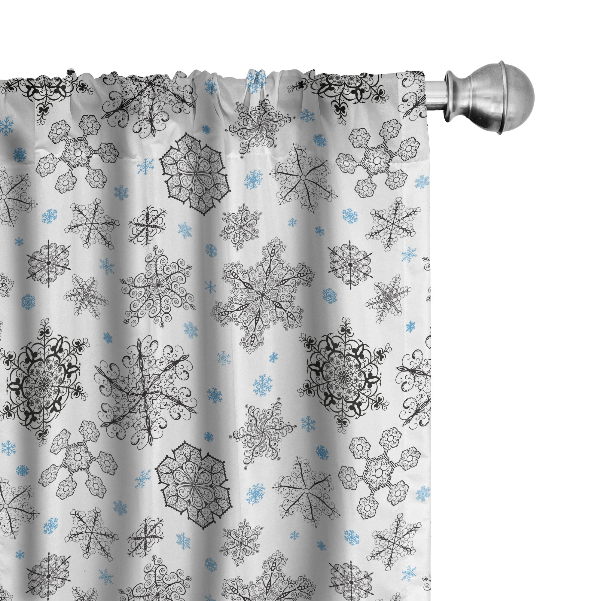 Ambesonne Snowflake Curtains, Lace Style Winter, Pair of 28"x84", Blue ...
