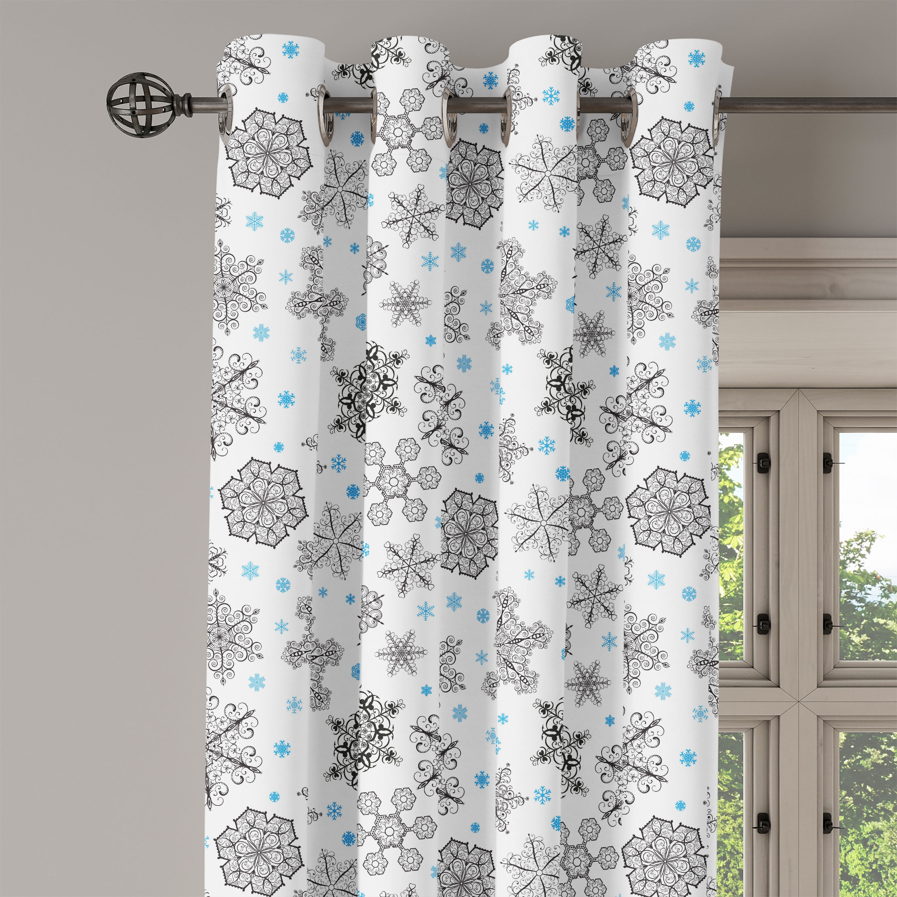 Ambesonne Snowflake Grommet Curtain Single Panel, Lace Style Winter, 50 ...