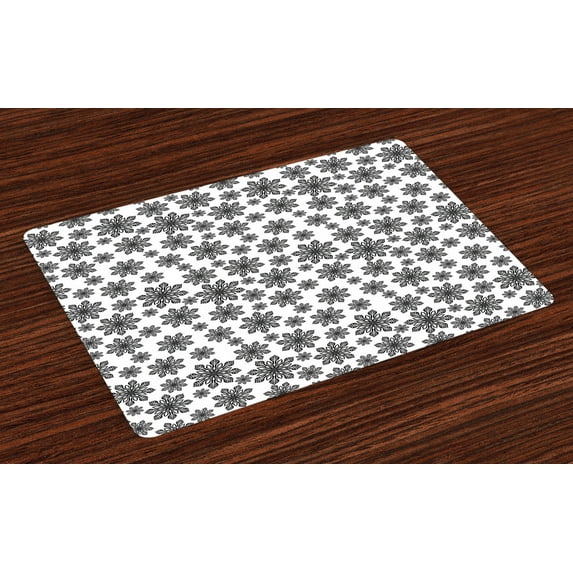 Ambesonne Snowflake Place Mats Set of 4, Monochrome Winter, Standard ...