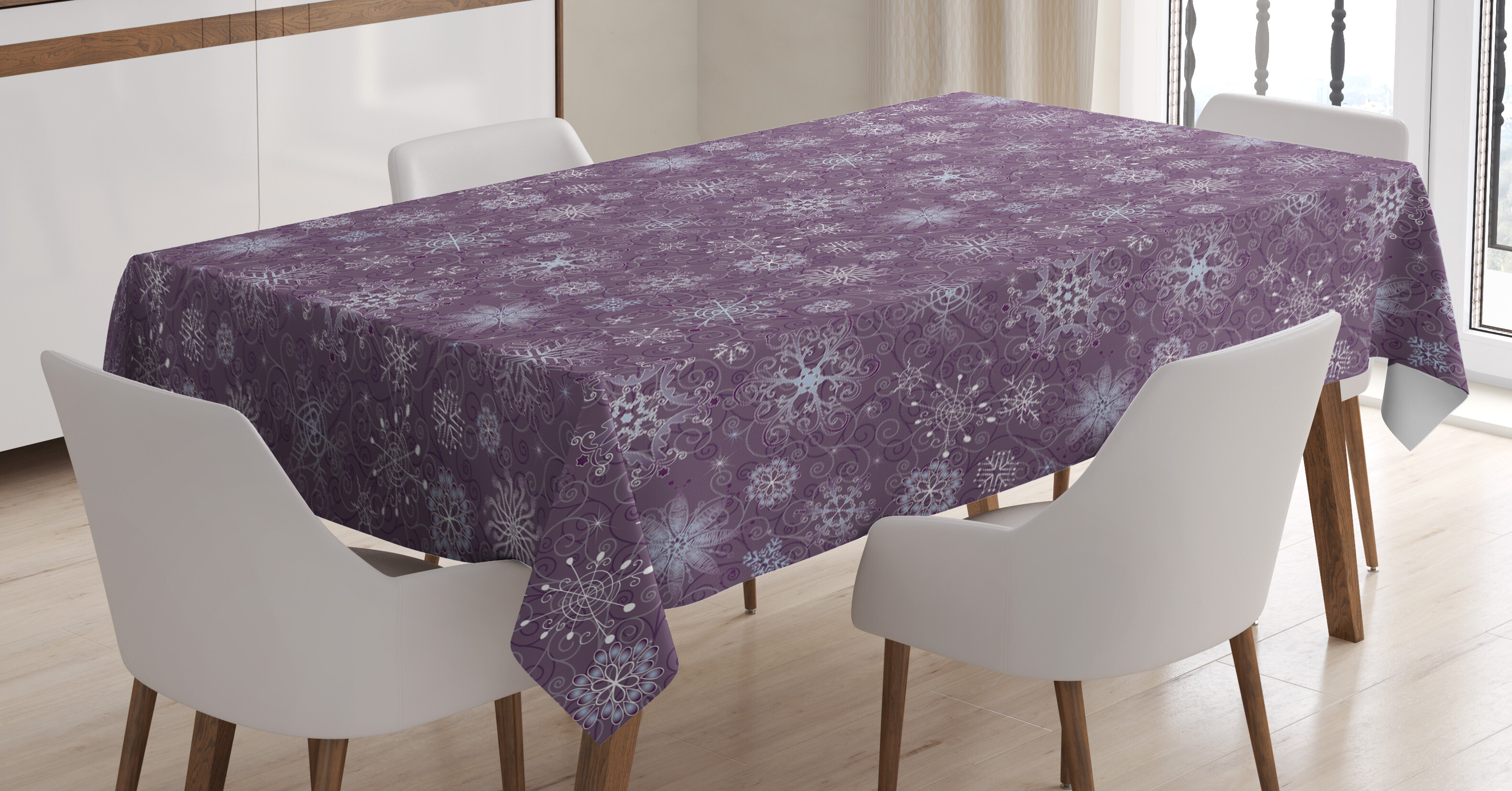 Ambesonne Snowflake Tablecloth Rectangular Table Cover, Christmas ...