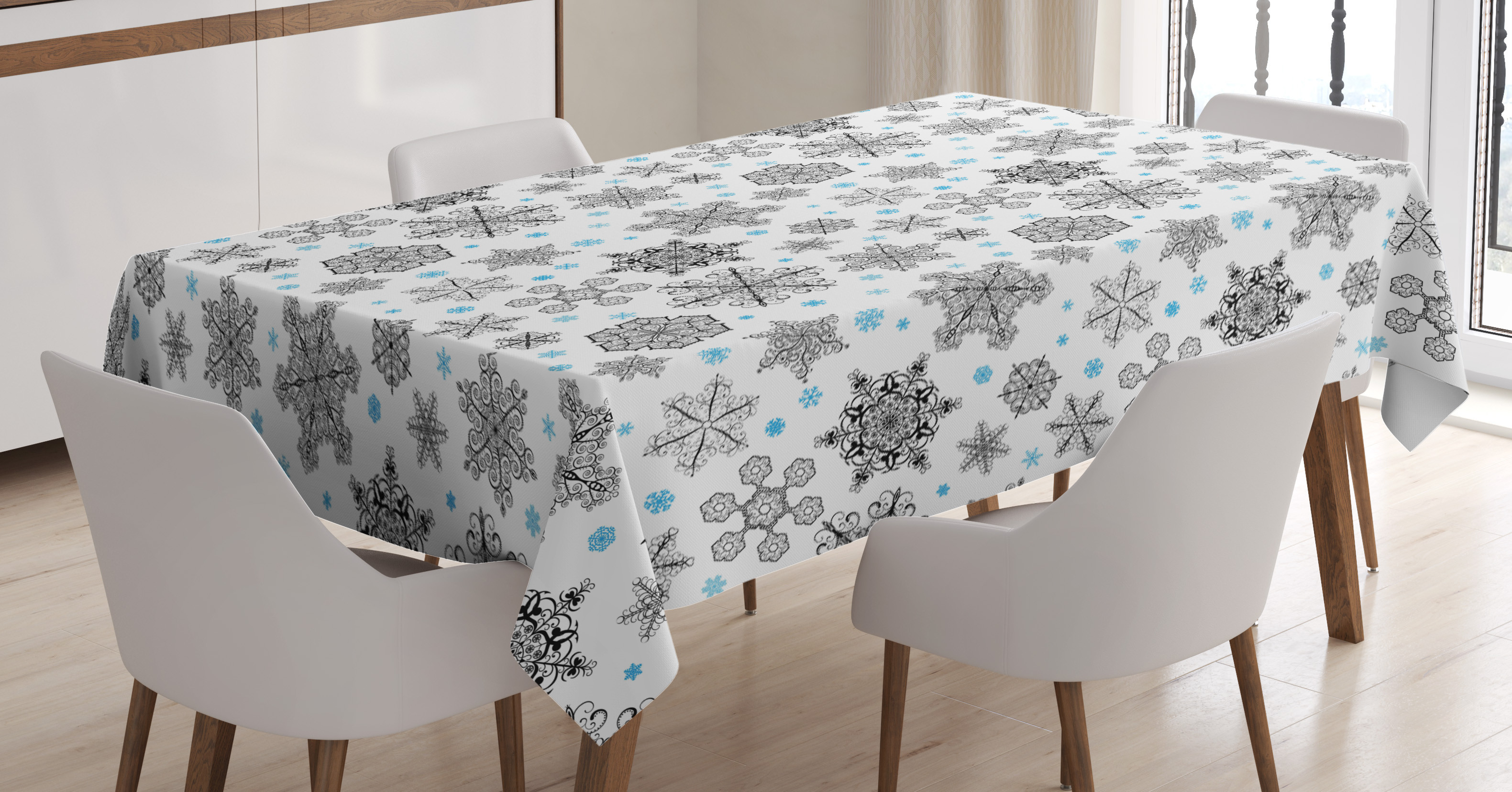 Ambesonne Snowflake Tablecloth Rectangular Table Cover, Lace Style ...