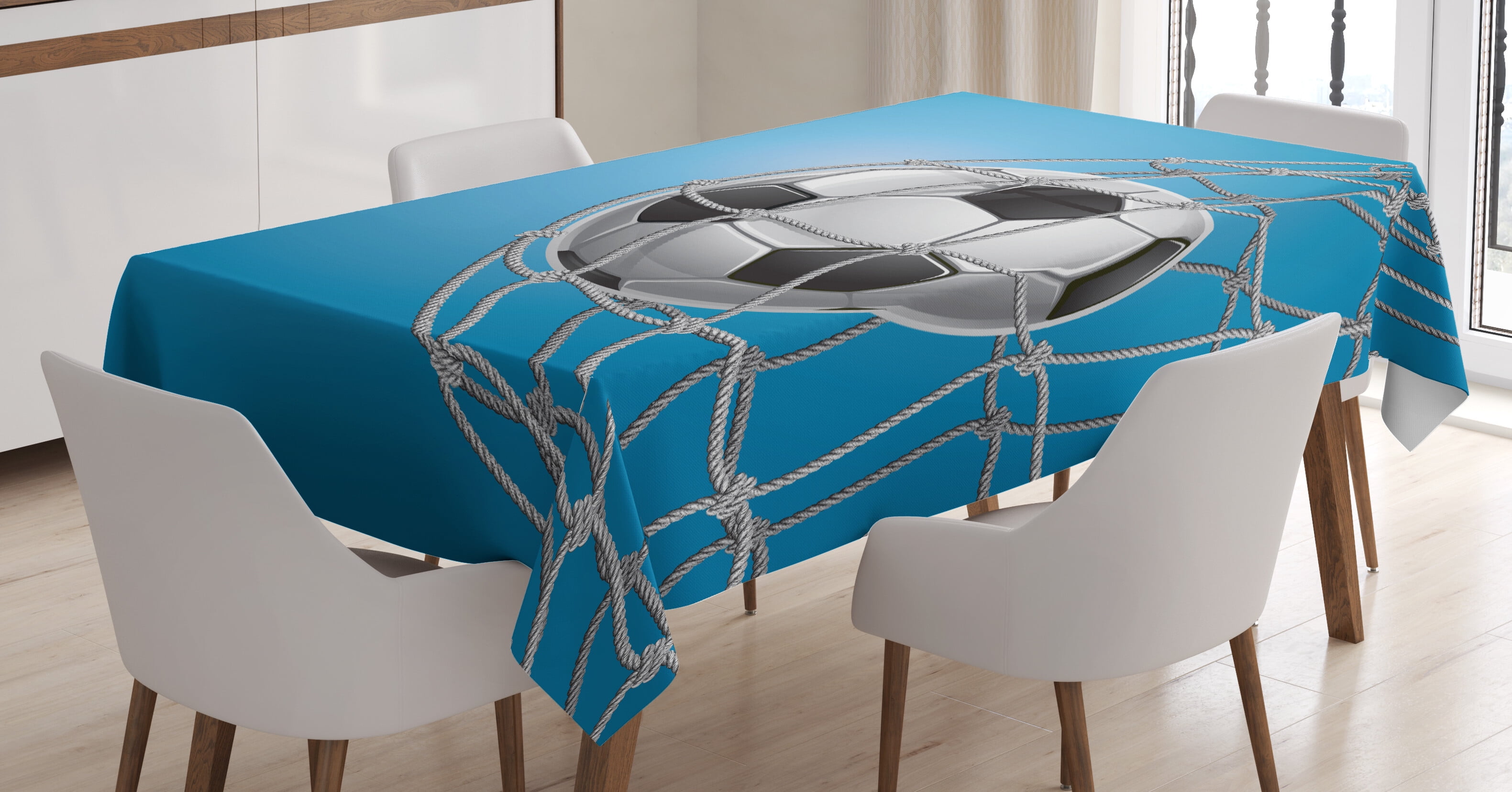 Ambesonne Soccer Tablecloth Rectangular Table Cover, Goal Ball in the ...