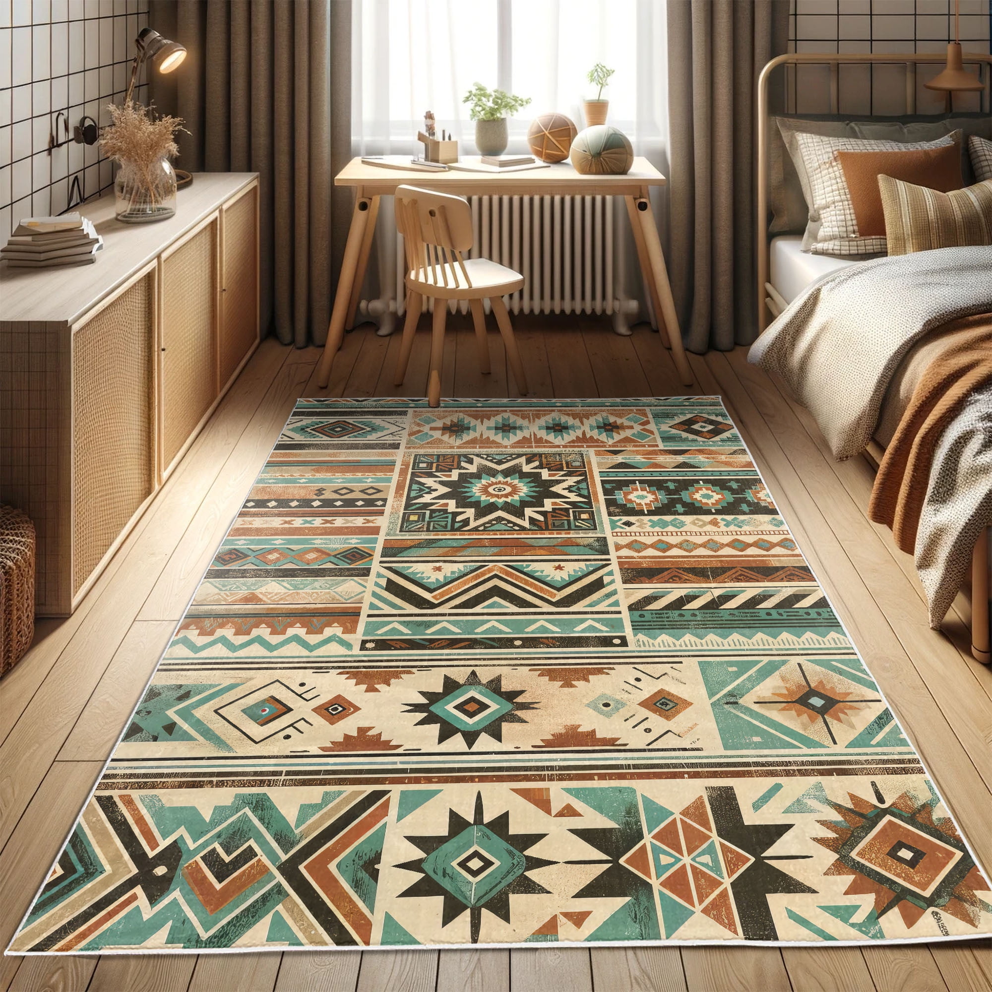 Ambesonne Southwestern Decorative Rug Carpet, Starry Ethnic Grunge, 2 ...
