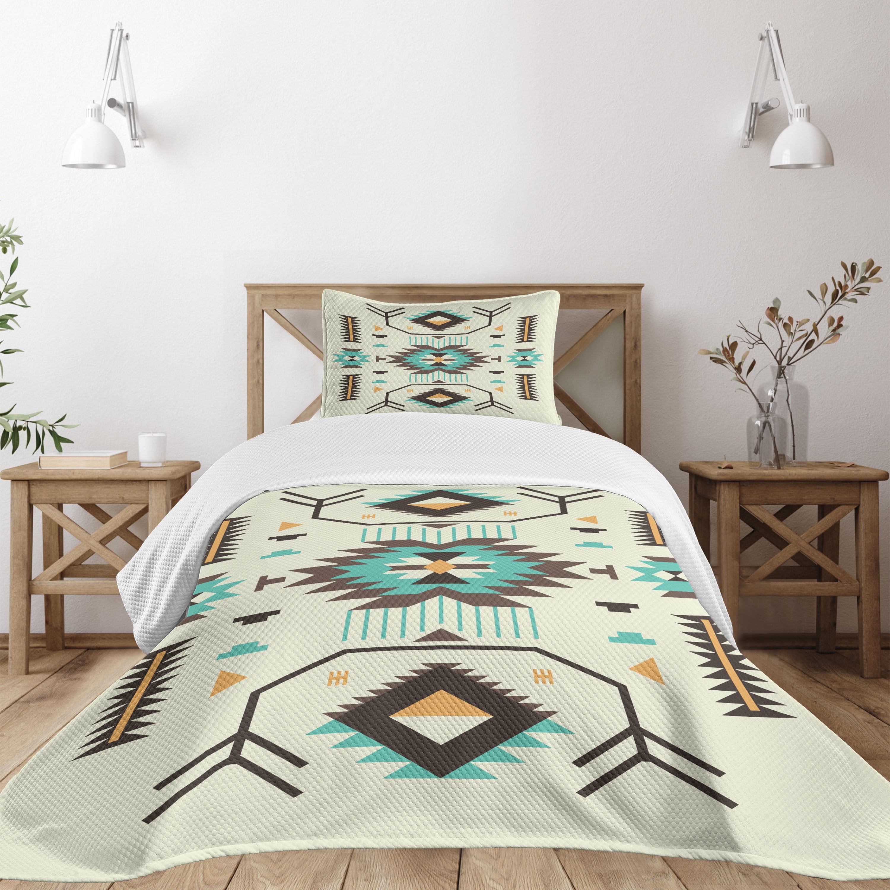 Ambesonne Southwestern Quilted Bedspread Set 2 Pcs, Aztec Art, Twin ...