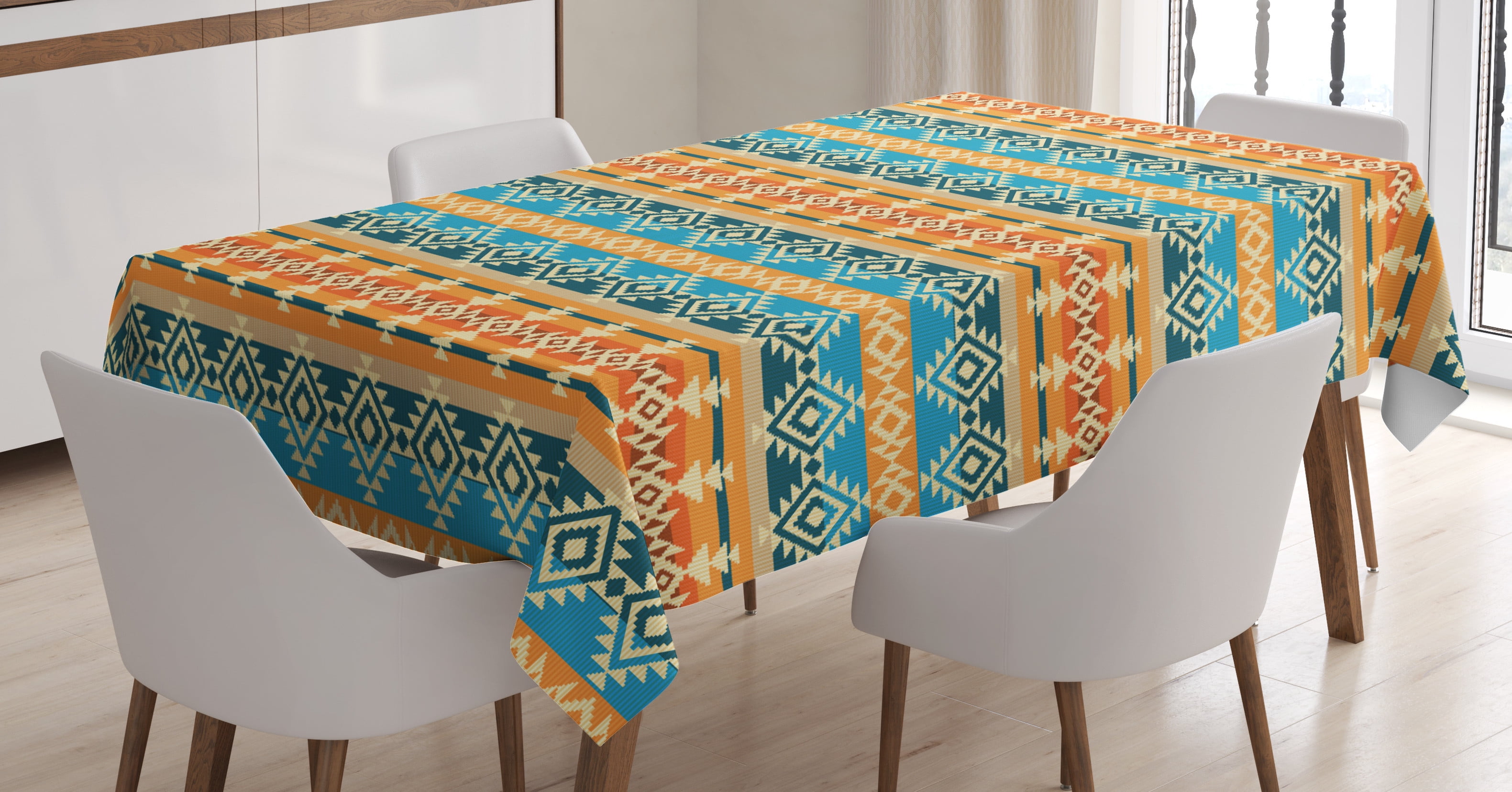 Ambesonne Southwestern Tablecloth Rectangular Table Cover, Folk Motifs ...