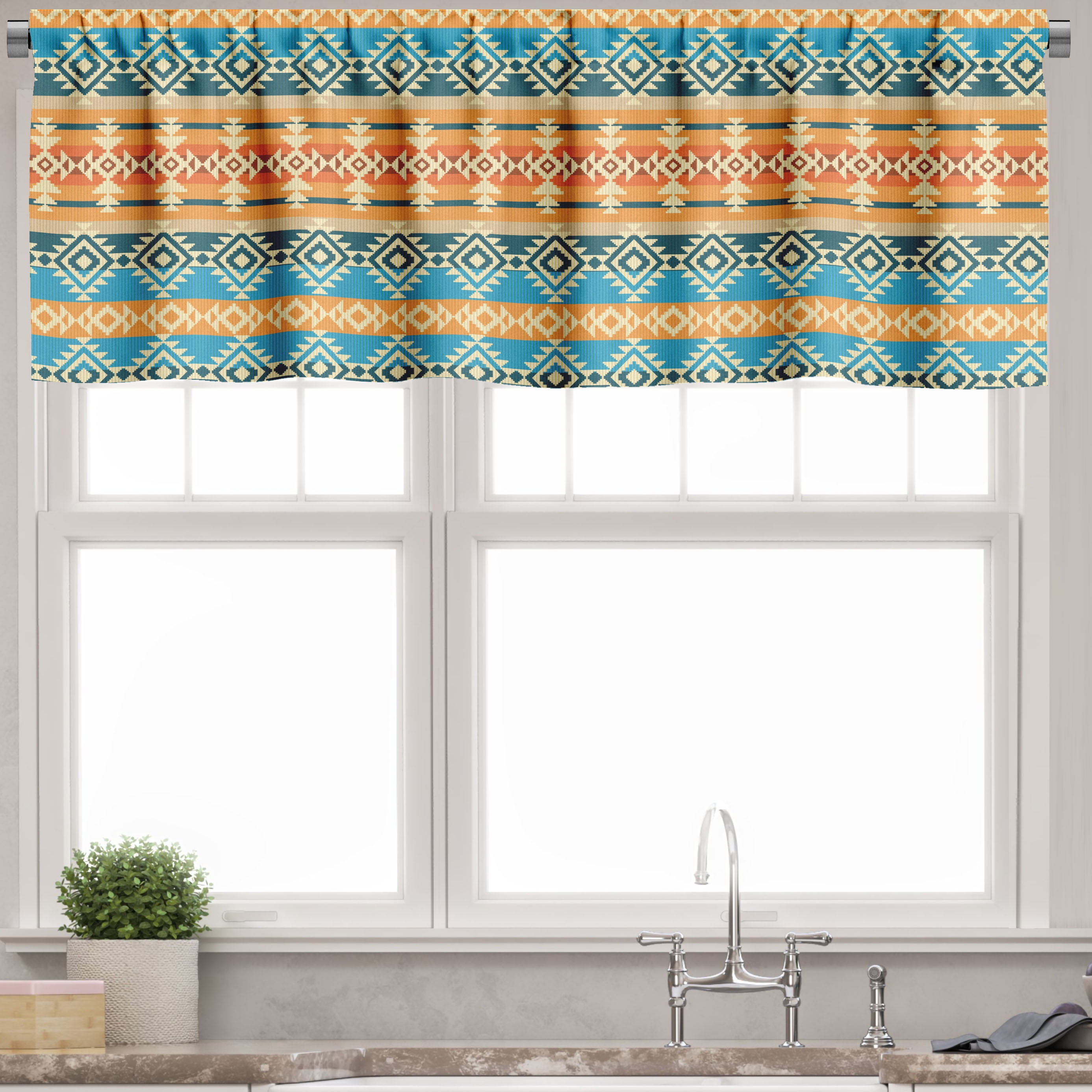 Ambesonne Southwestern Valance Pack of 2, Folk Motifs Strips, 42"X18 ...