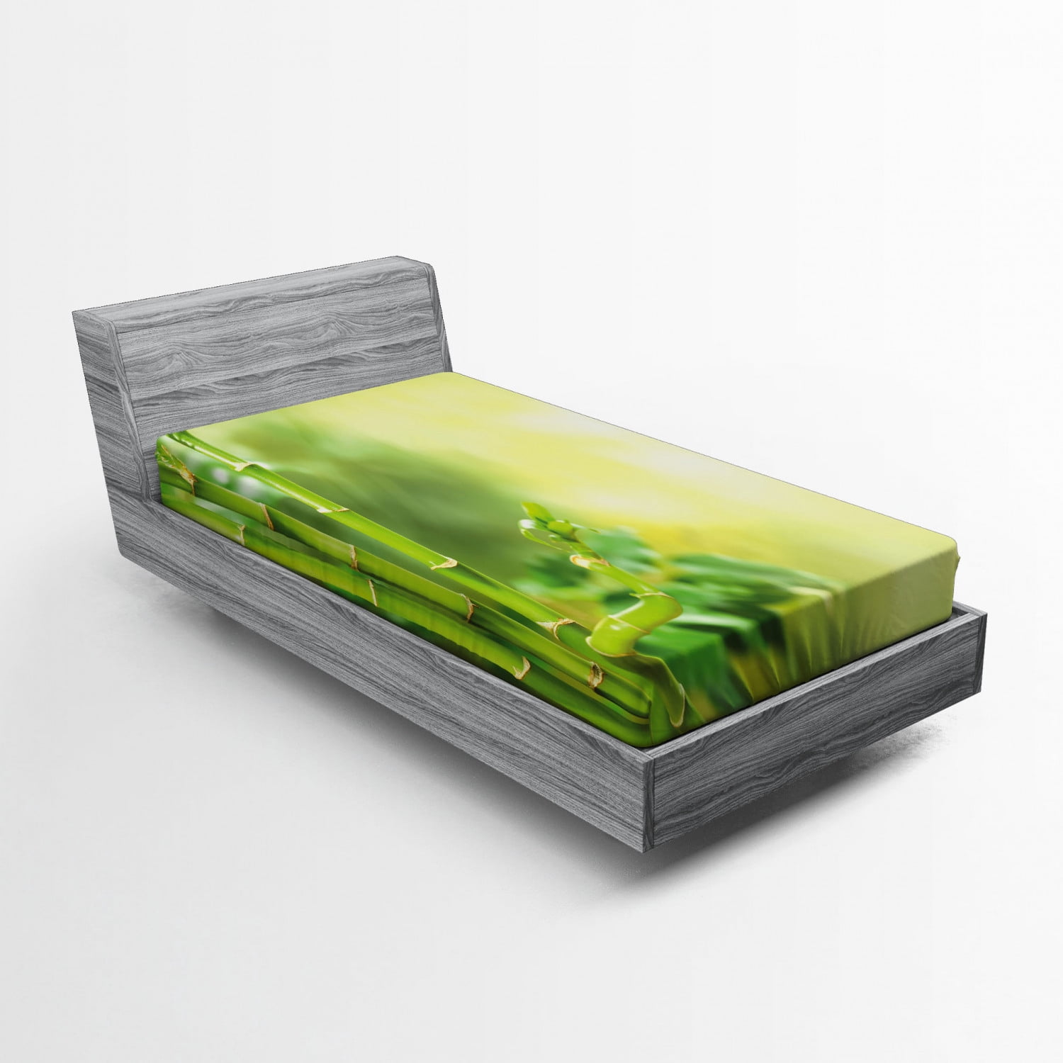 Ambesonne Spa Themed Fitted Sheet, Green Trees in Exotics, Twin XL Size ...