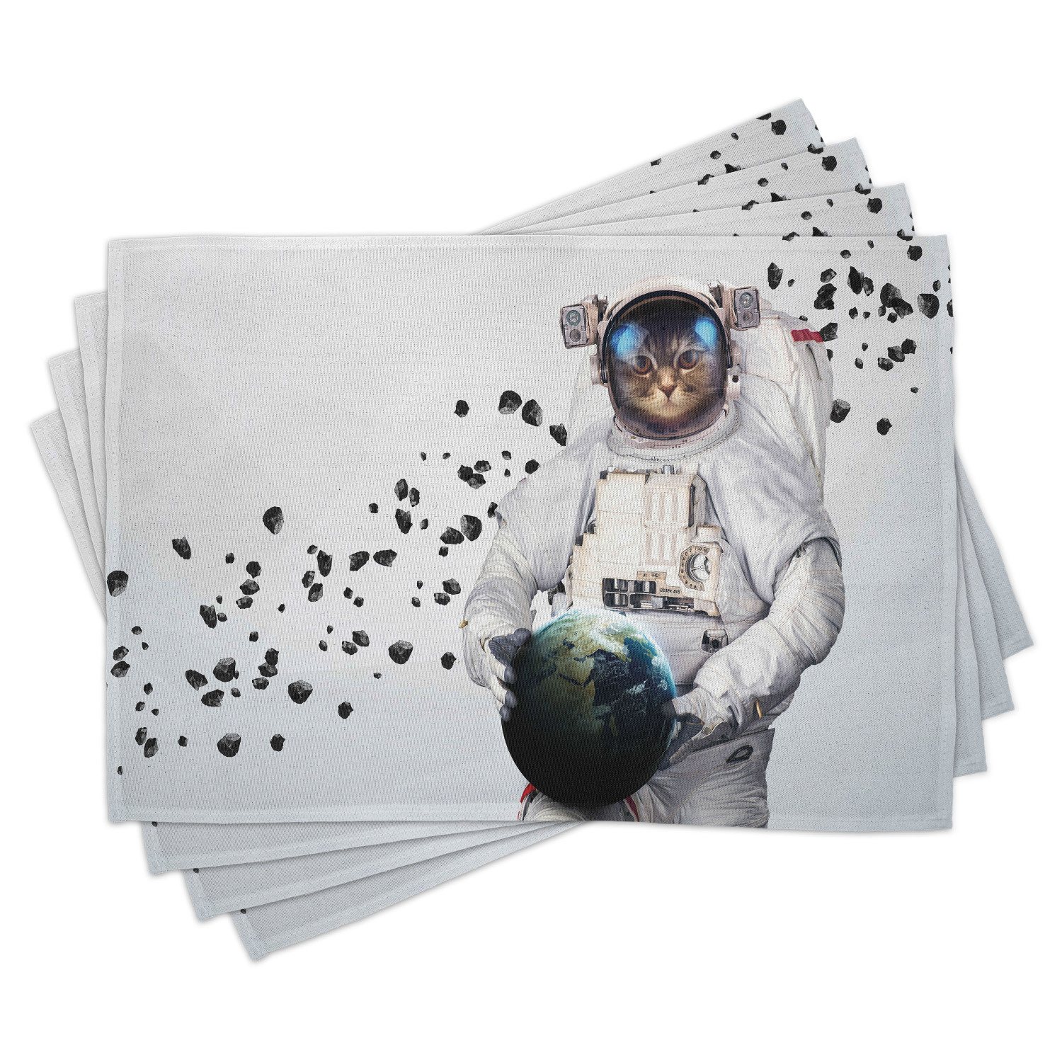 Ambesonne Space Cat Place Mats Set of 4, World Galaxy Clusters ...