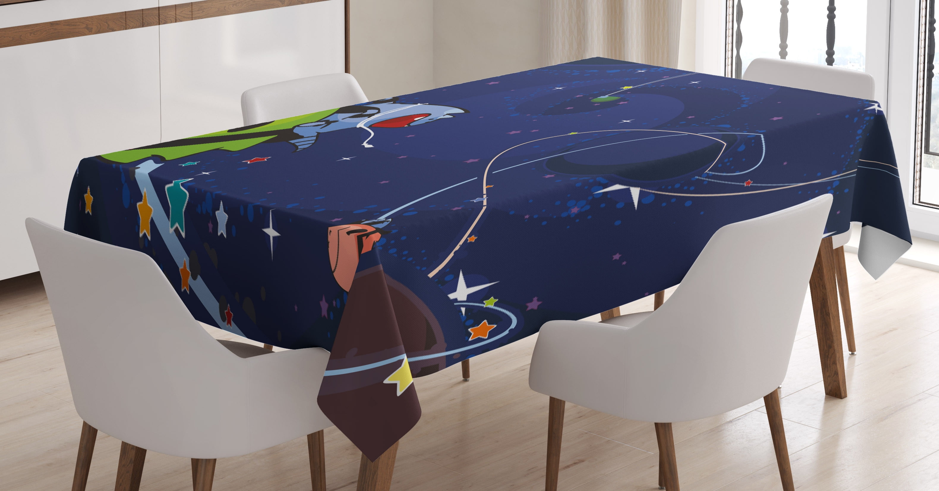 Ambesonne Space Cat Tablecloth Rectangular Table Cover, Cartoon Kitten ...