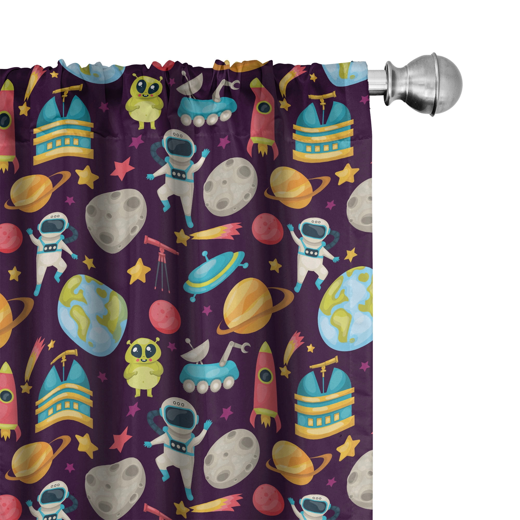 Ambesonne Space Curtains, Galaxy Party Pattern, Pair of 28"x95 ...