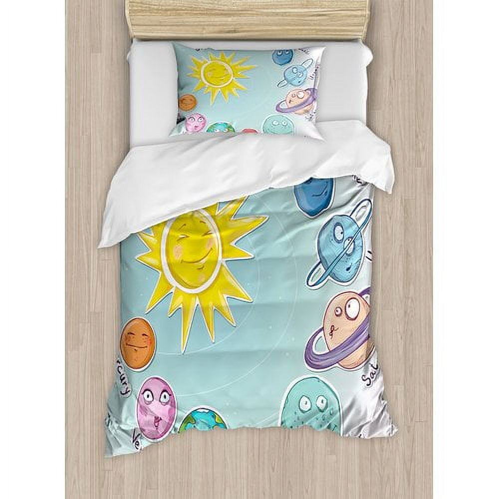 Ambesonne Space Cute Cartoon Sun and Planets of Solar System Duvet ...