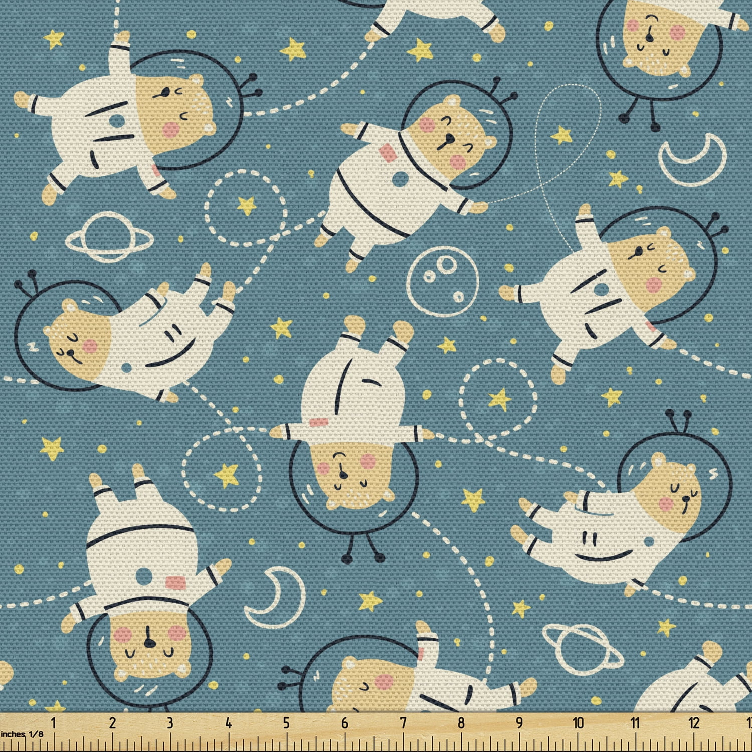 Ambesonne Space Fabric by the Yard Upholstery, Astronaut Bears and ...