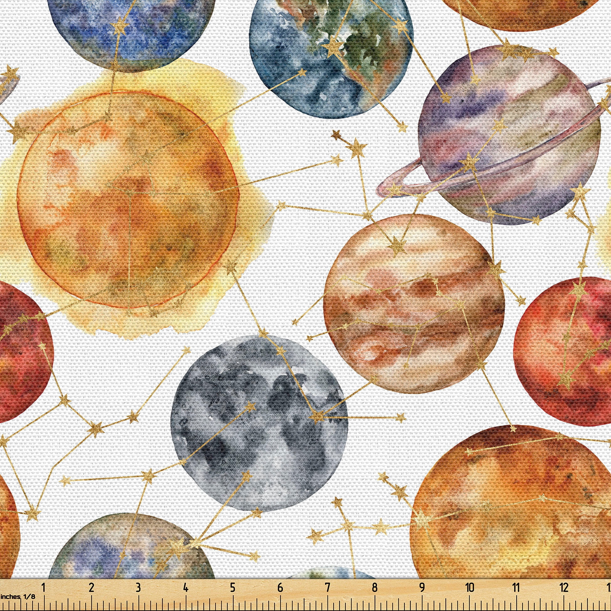 Ambesonne Space Fabric by the Yard Upholstery, Galaxy Milky Way Stars ...