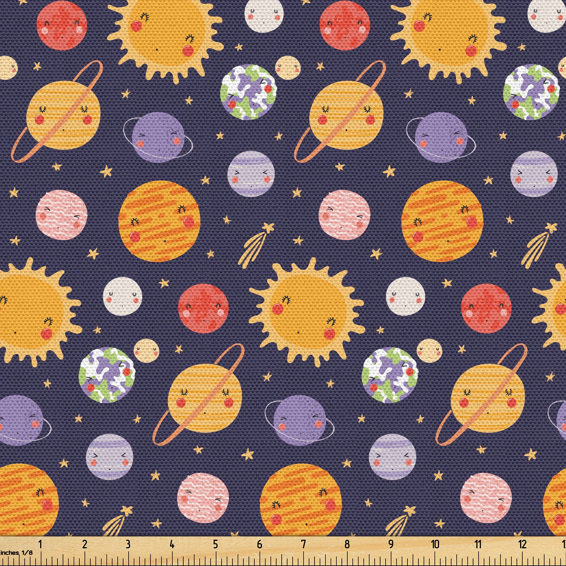 Ambesonne Space Fabric by the Yard Upholstery, Solar System Planets ...