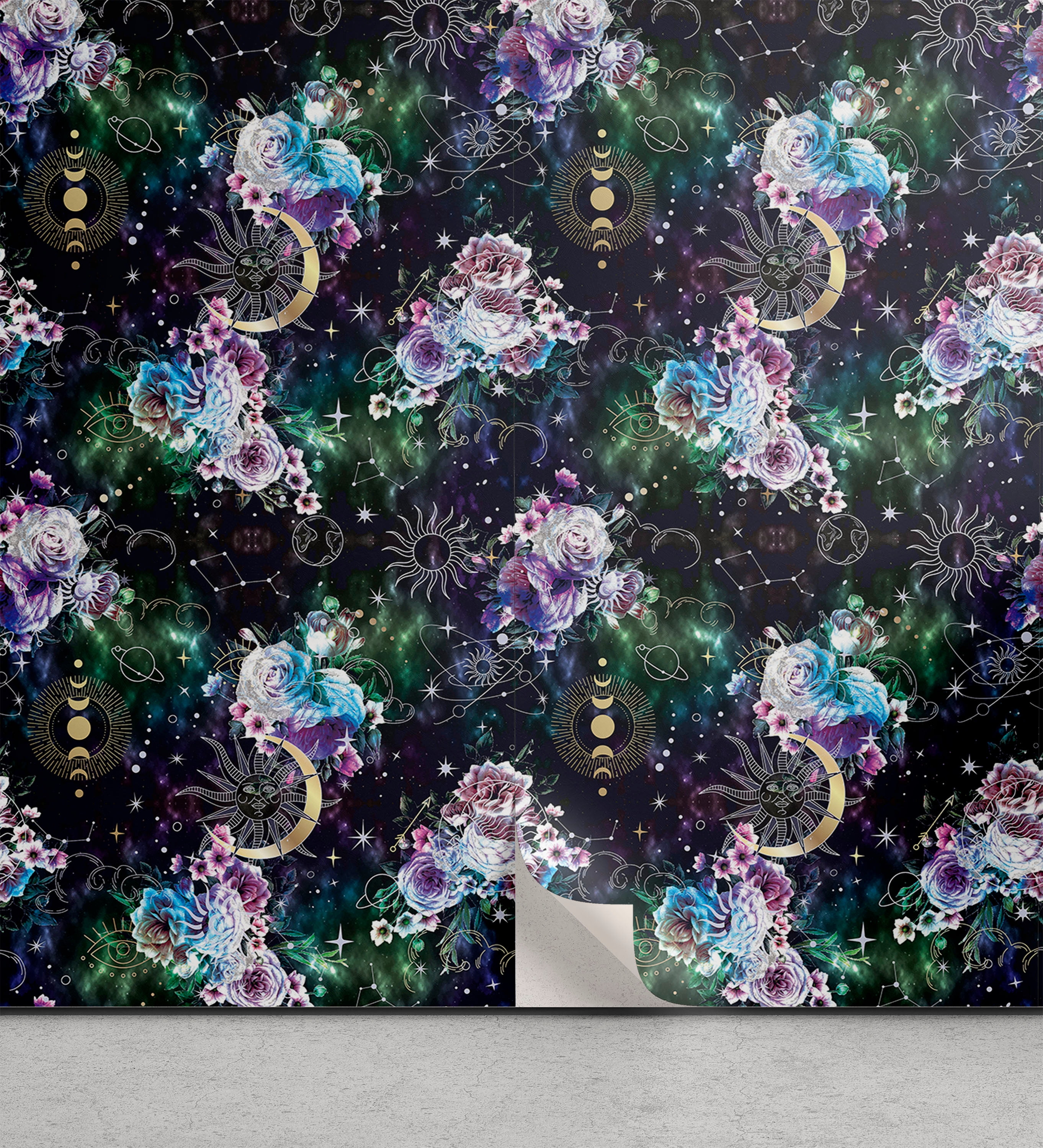 Ambesonne Space Peel & Stick Wallpaper for Home, Bohemian Galaxy Sun ...