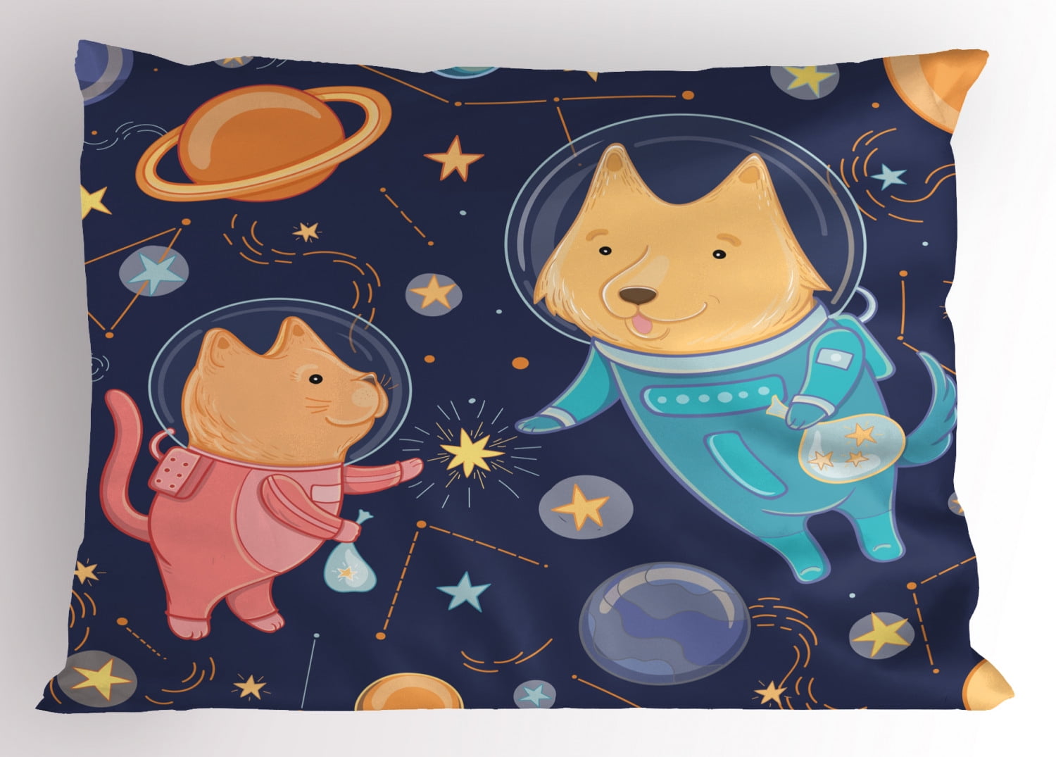 Ambesonne Space Pillow Sham, Cartoon Dog Astronaut, 26" X 20 ...