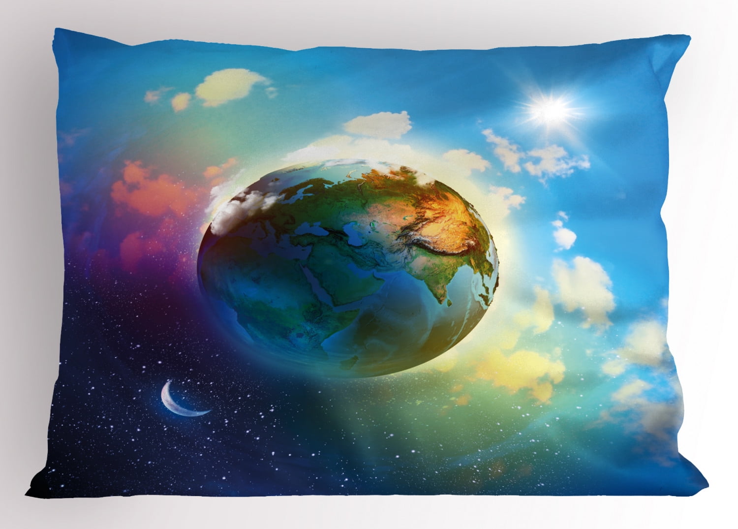 Ambesonne Space Pillow Sham, Cosmos Vibrant Scenery, 26" X 20", Blue ...