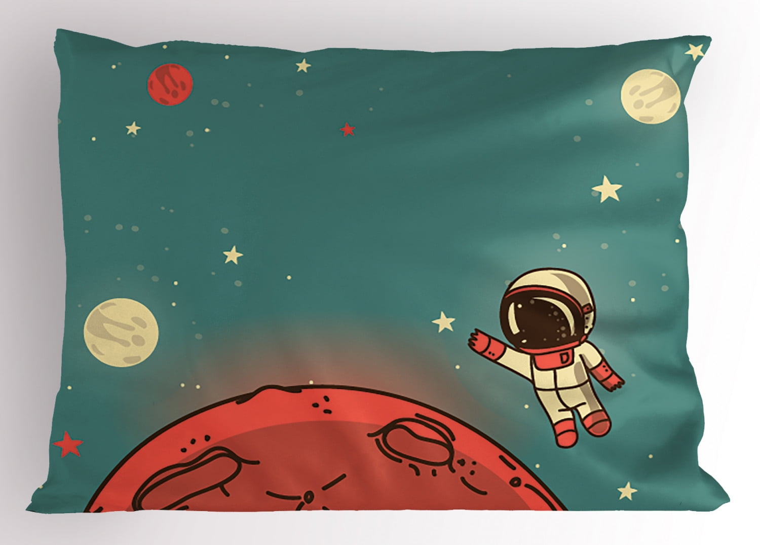 Ambesonne Space Pillow Sham, Doodle Cosmonaut, 26" X 20", Coral ...