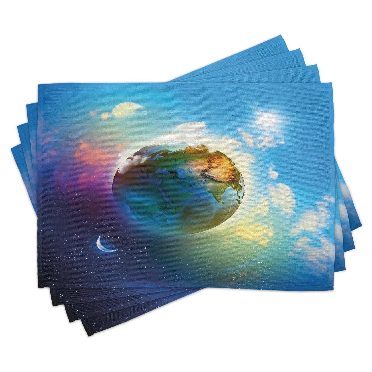 Ambesonne Space Place Mats Set of 4, Cosmos Vibrant Scenery, Standard ...