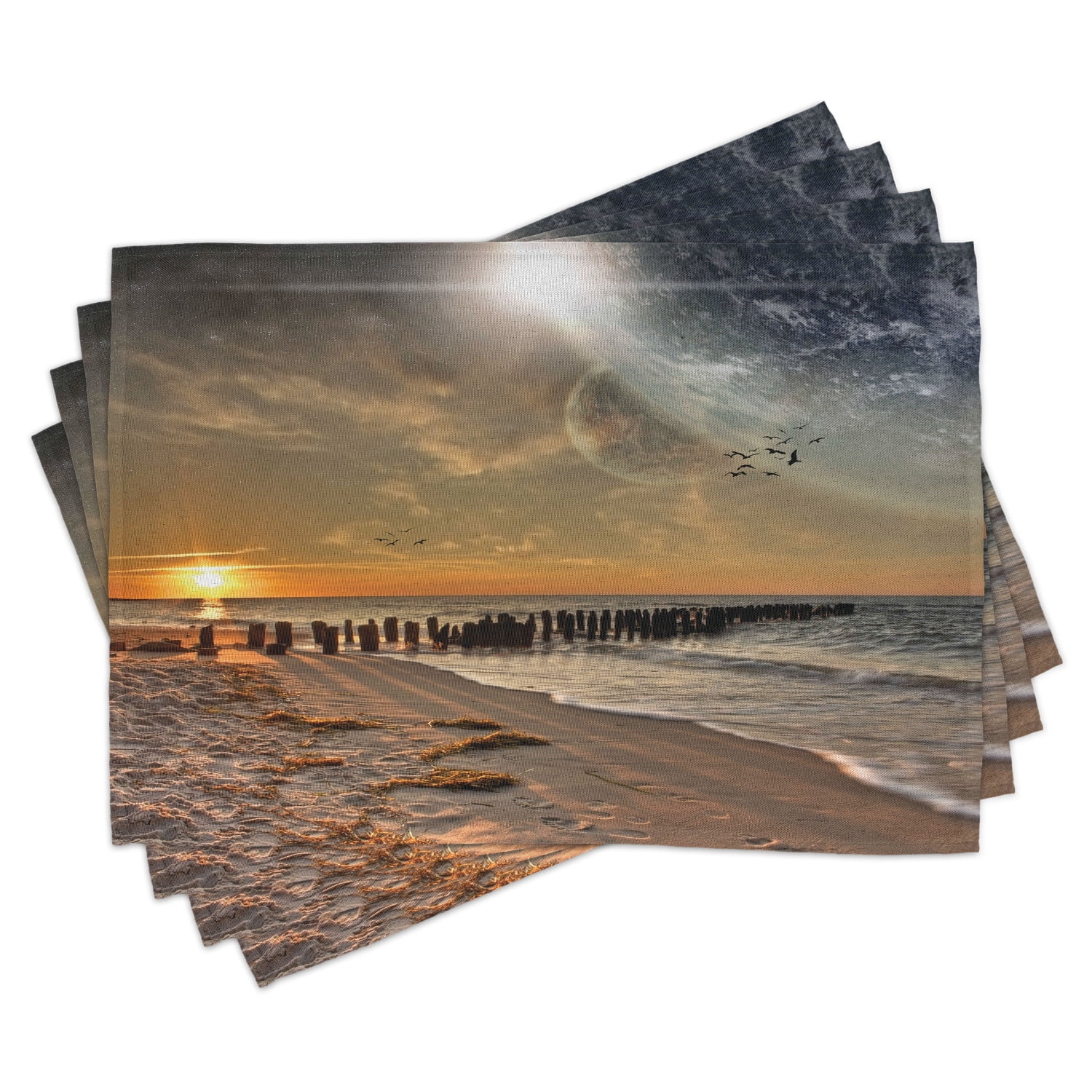 Ambesonne Space Place Mats Set of 4, Solar Eclipse, Standard Size ...