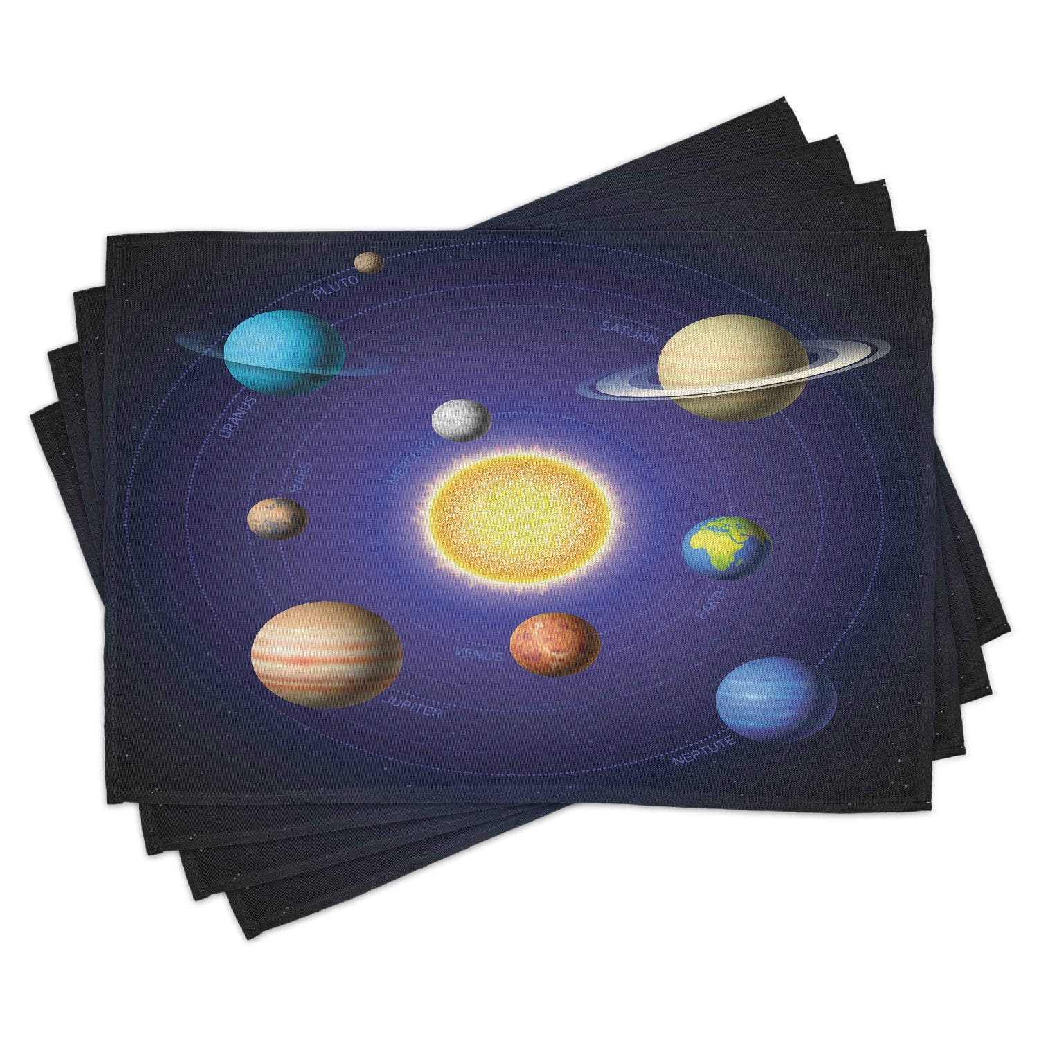 Ambesonne Space Place Mats Set of 4, Solar System with Planets ...