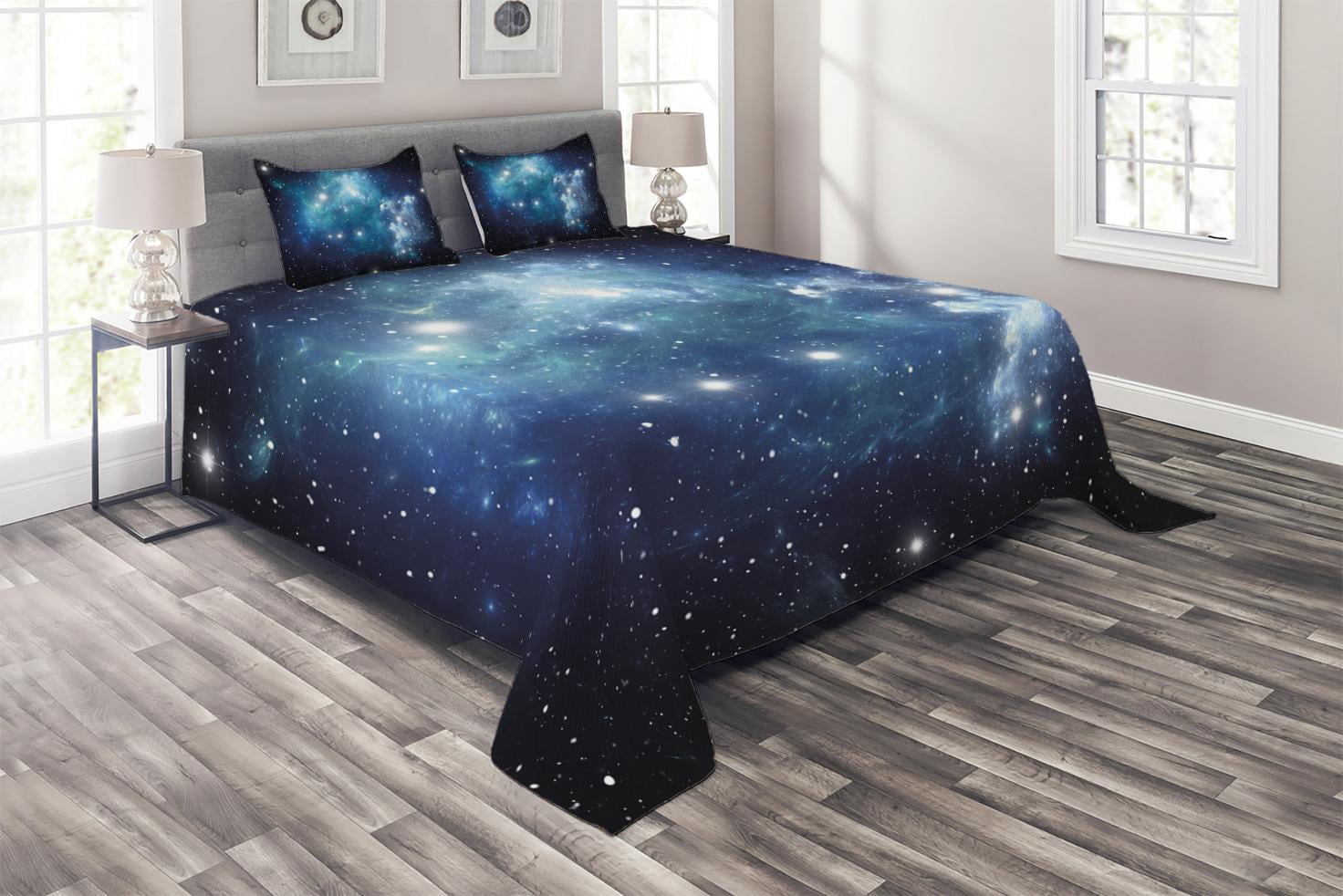 Ambesonne Space Quilted Coverlet 3 Pcs, Supernova Stars, Queen Size ...