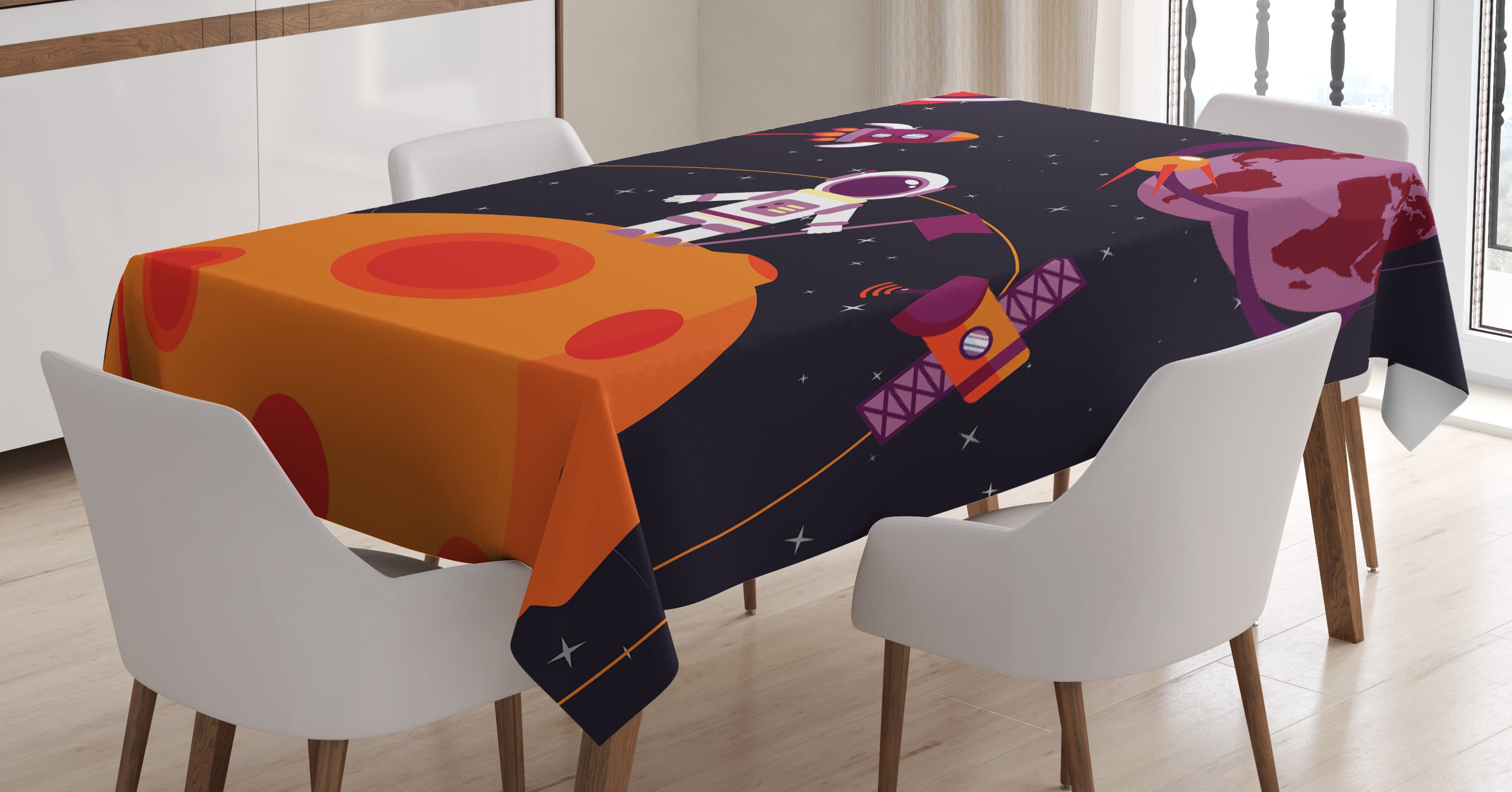 Ambesonne Space Tablecloth Rectangular Table Cover, Astronaut Moon ...