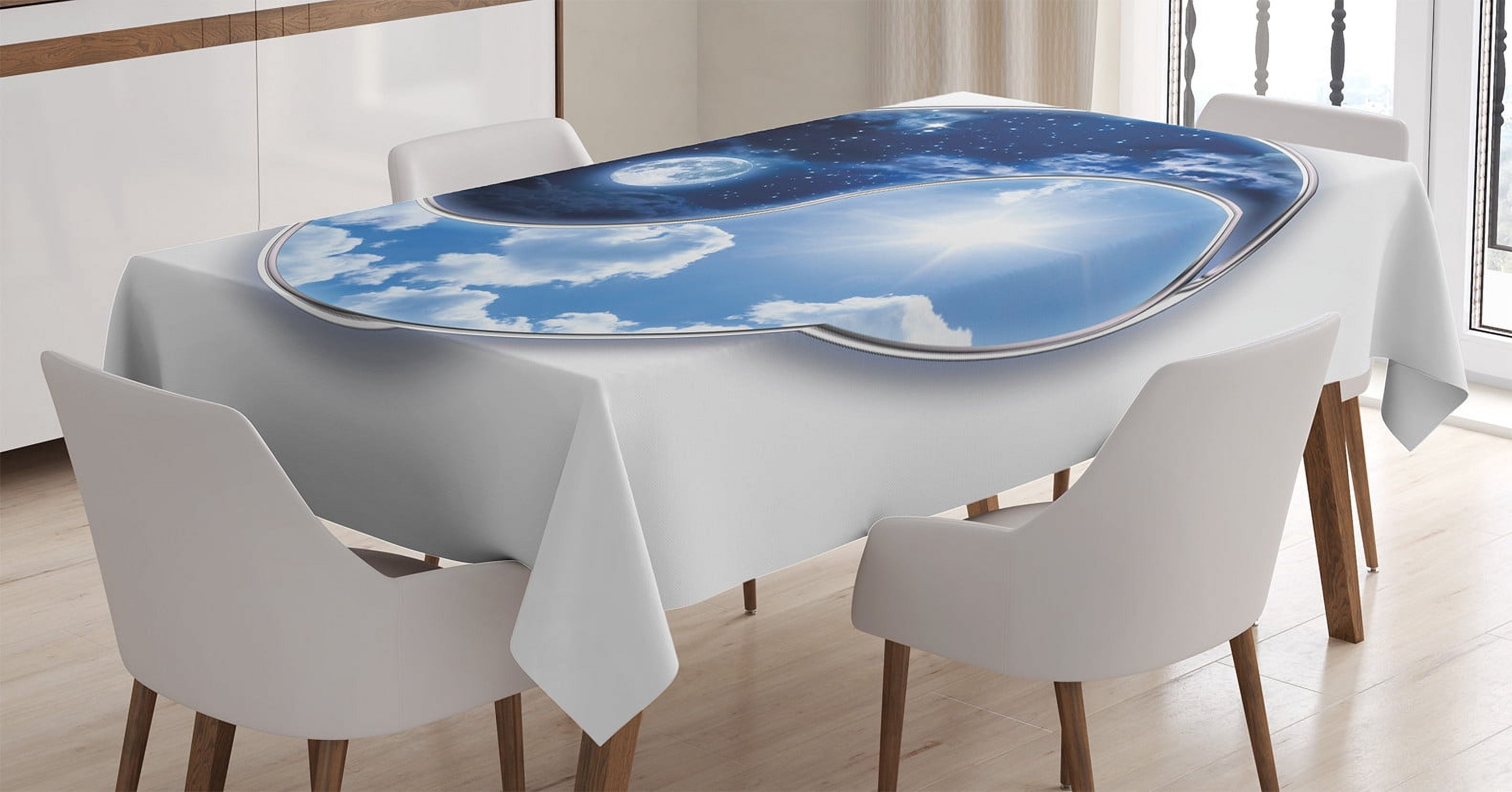 Ambesonne Space Tablecloth Rectangular Table Cover, Moon and Sun, 52 ...