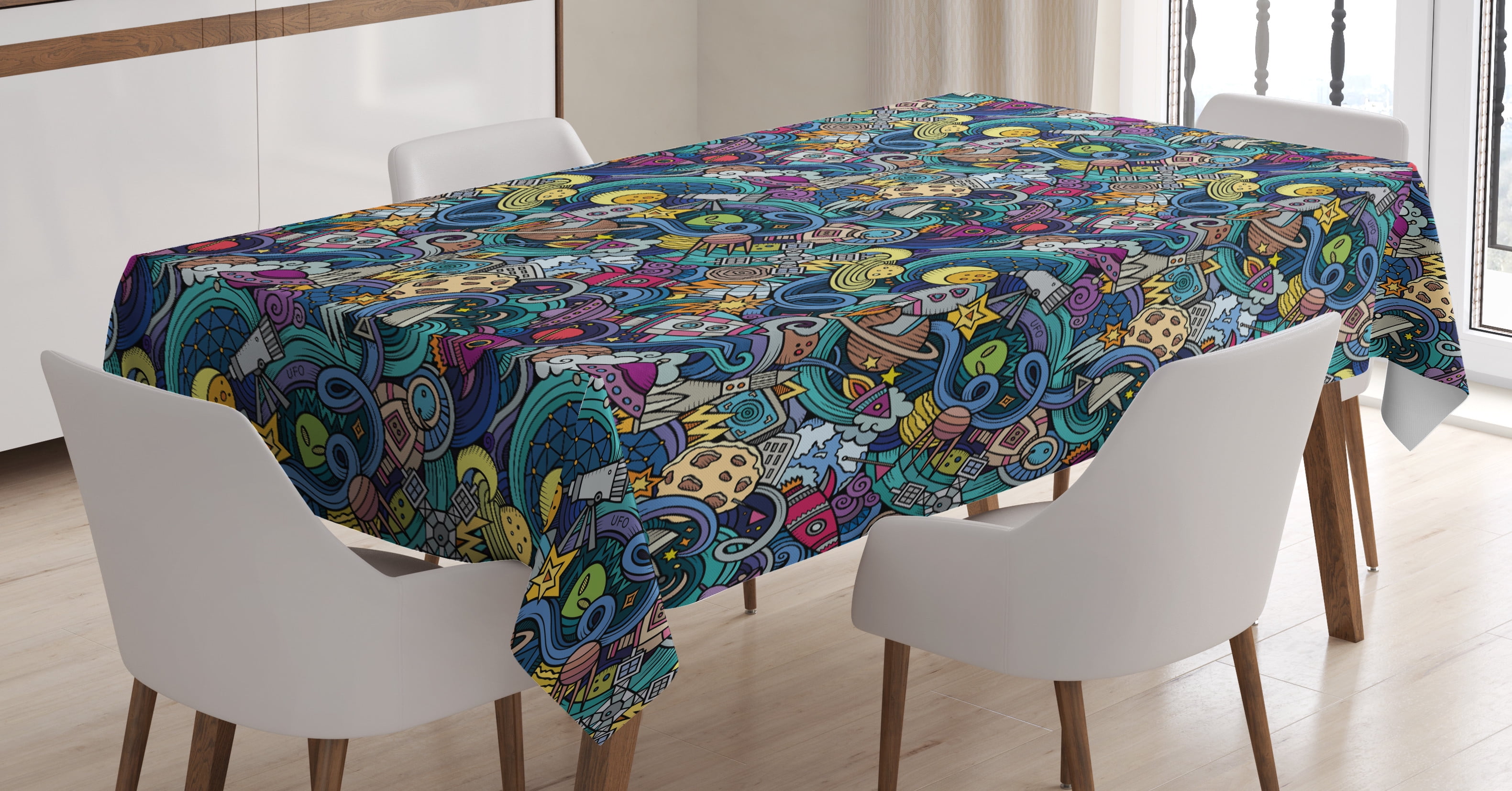 Ambesonne Space Tablecloth Rectangular Table Cover, Science Fiction ...