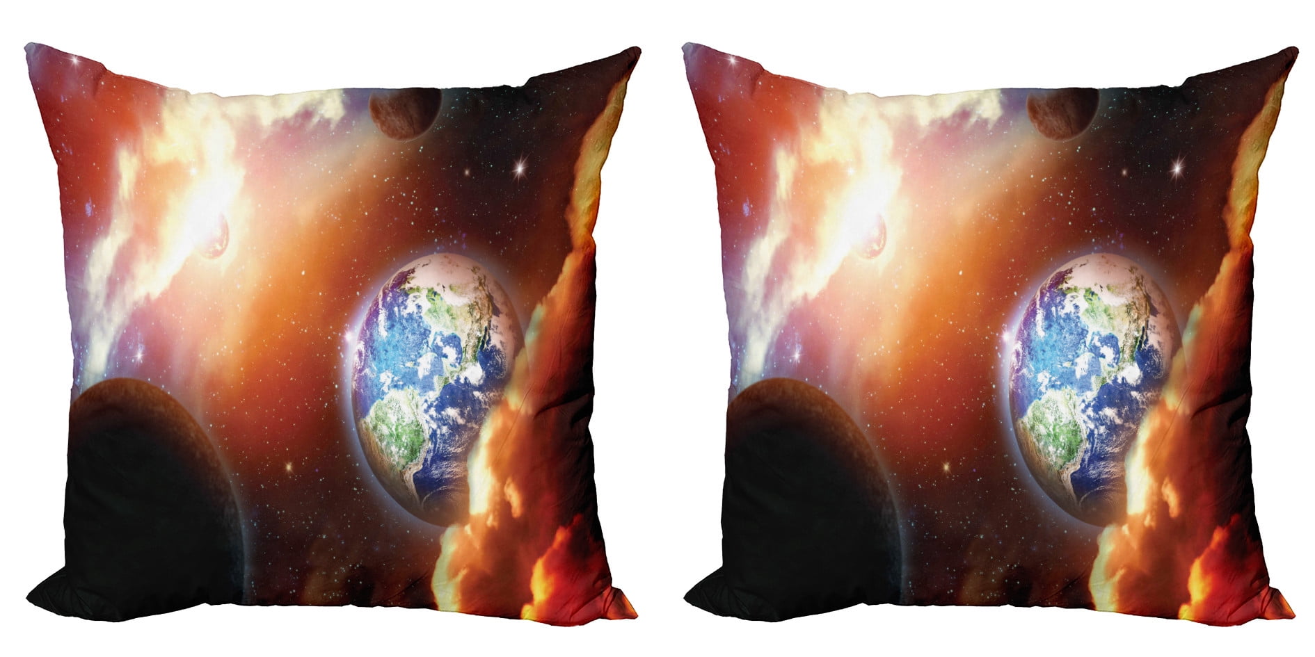 Ambesonne Space Throw Pillow Cover 2 Pack, Nebula Stars in Solar, 16 ...