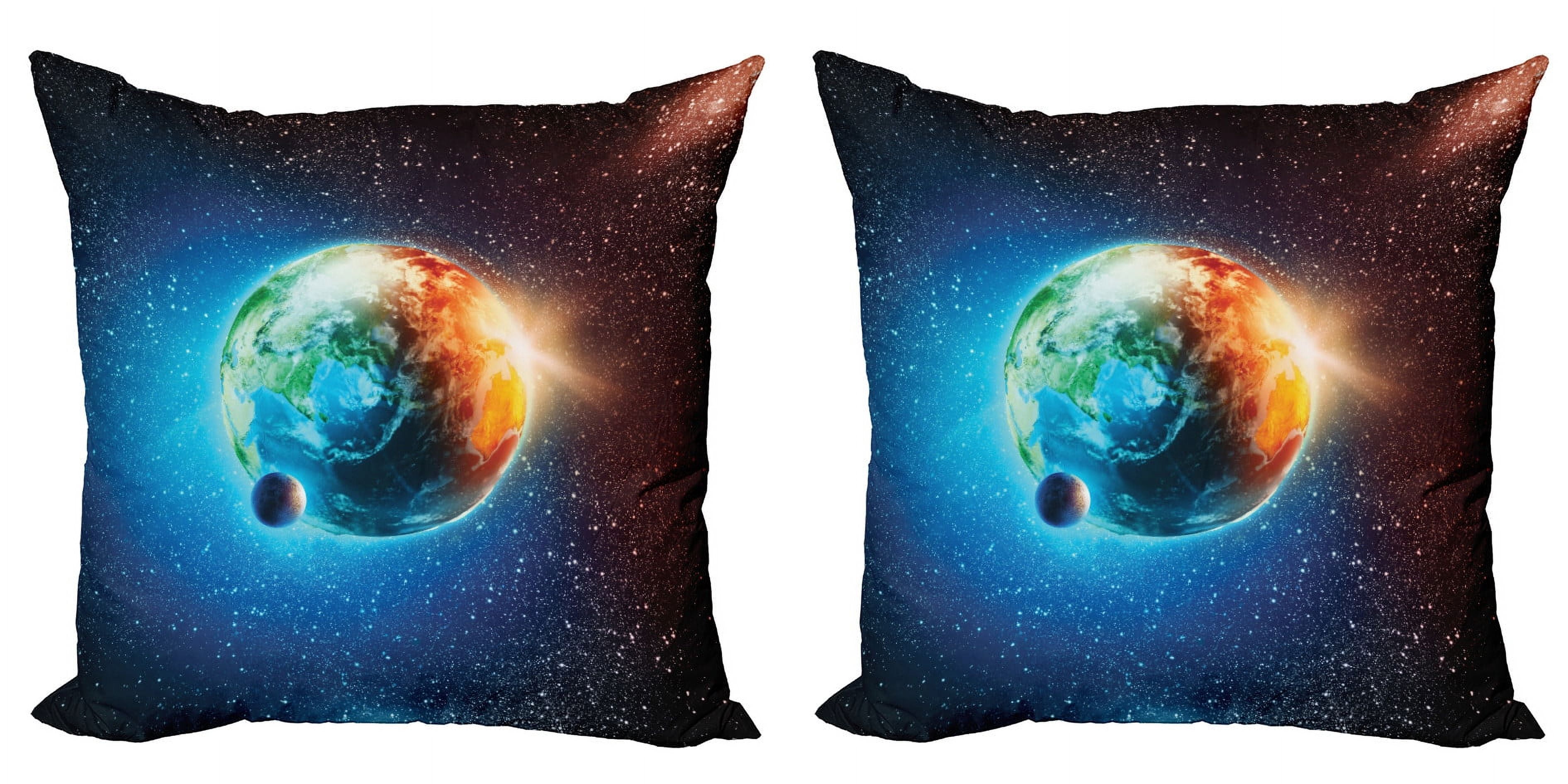 Ambesonne Space Throw Pillow Cover 2 Pack, Planet Earth Sun Rays, 20 ...