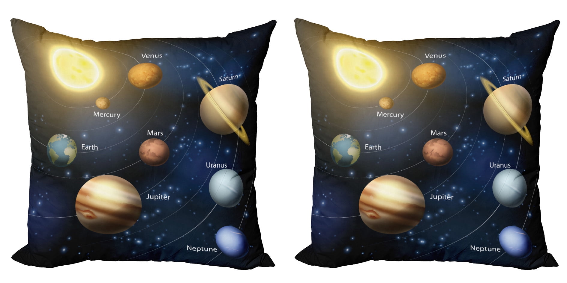 Ambesonne Space Throw Pillow Cover 2 Pack, Solar System Planets, 16 ...