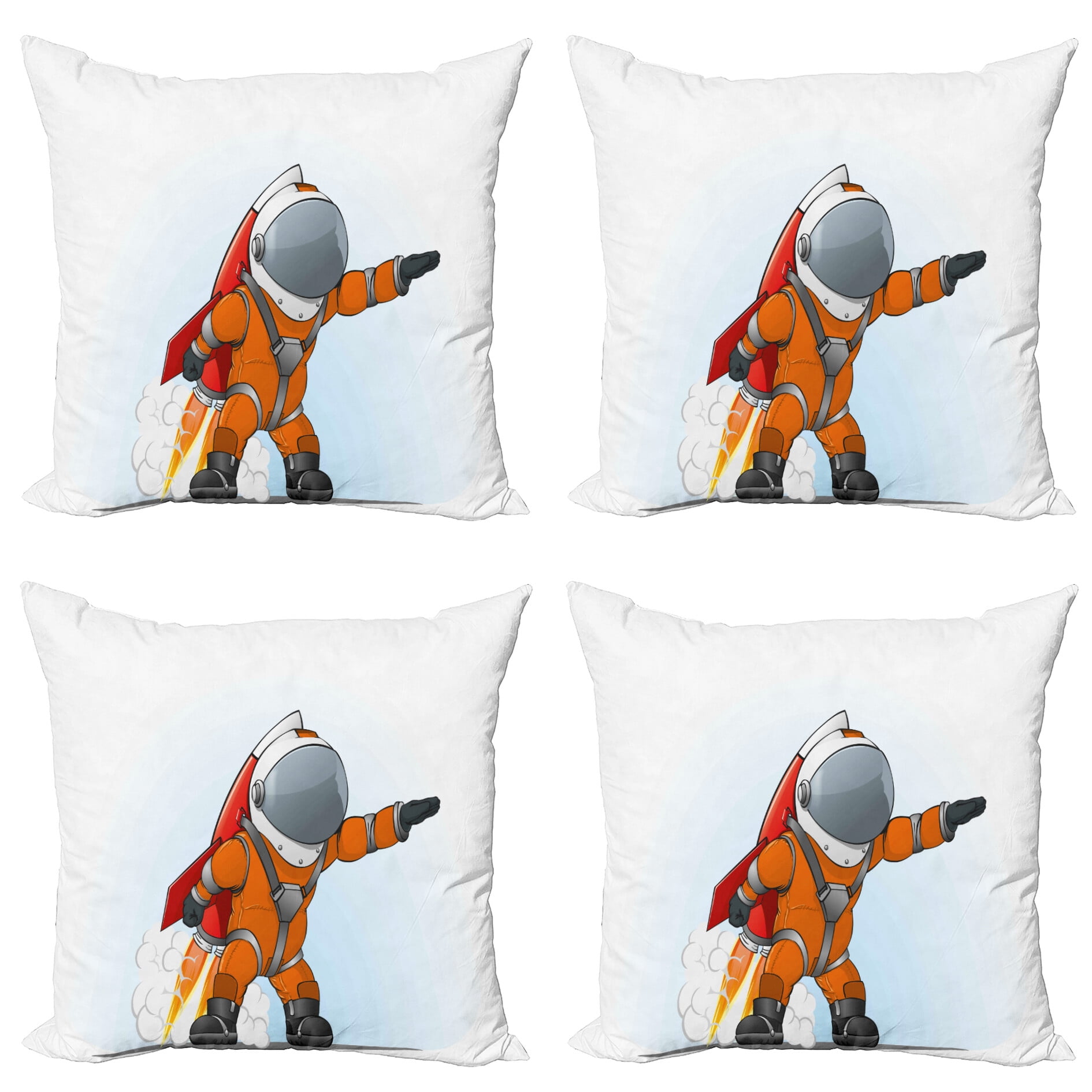 Ambesonne Space Throw Pillow Cover 4 Pack, Astronaut Galaxy Journey, 24 ...