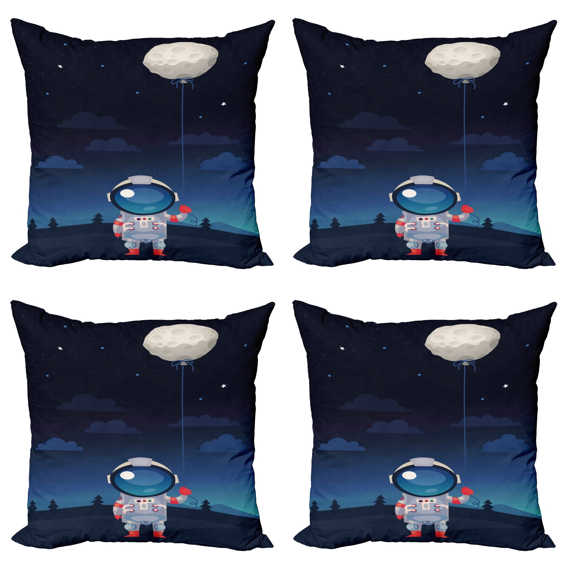 Ambesonne Space Throw Pillow Cover 4 Pack, Astronaut with a Moon, 20 ...