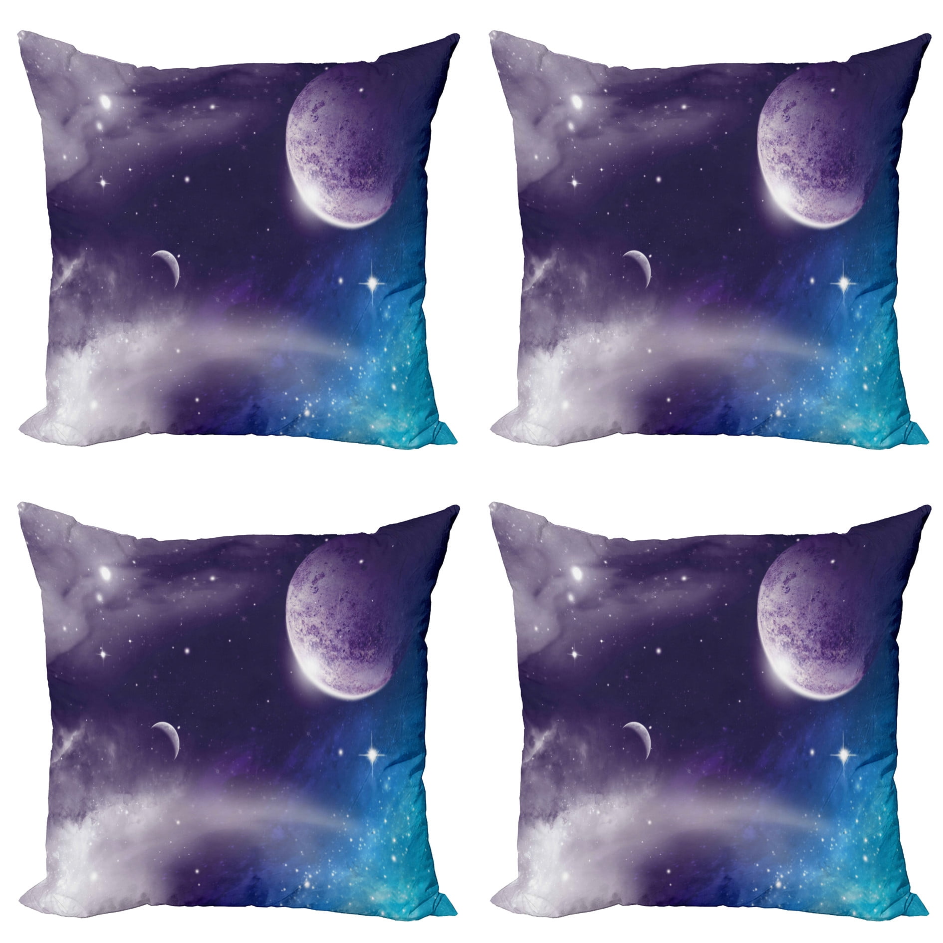 Ambesonne Space Throw Pillow Cover 4 Pack, Starry Night Sky Scenery, 16 ...
