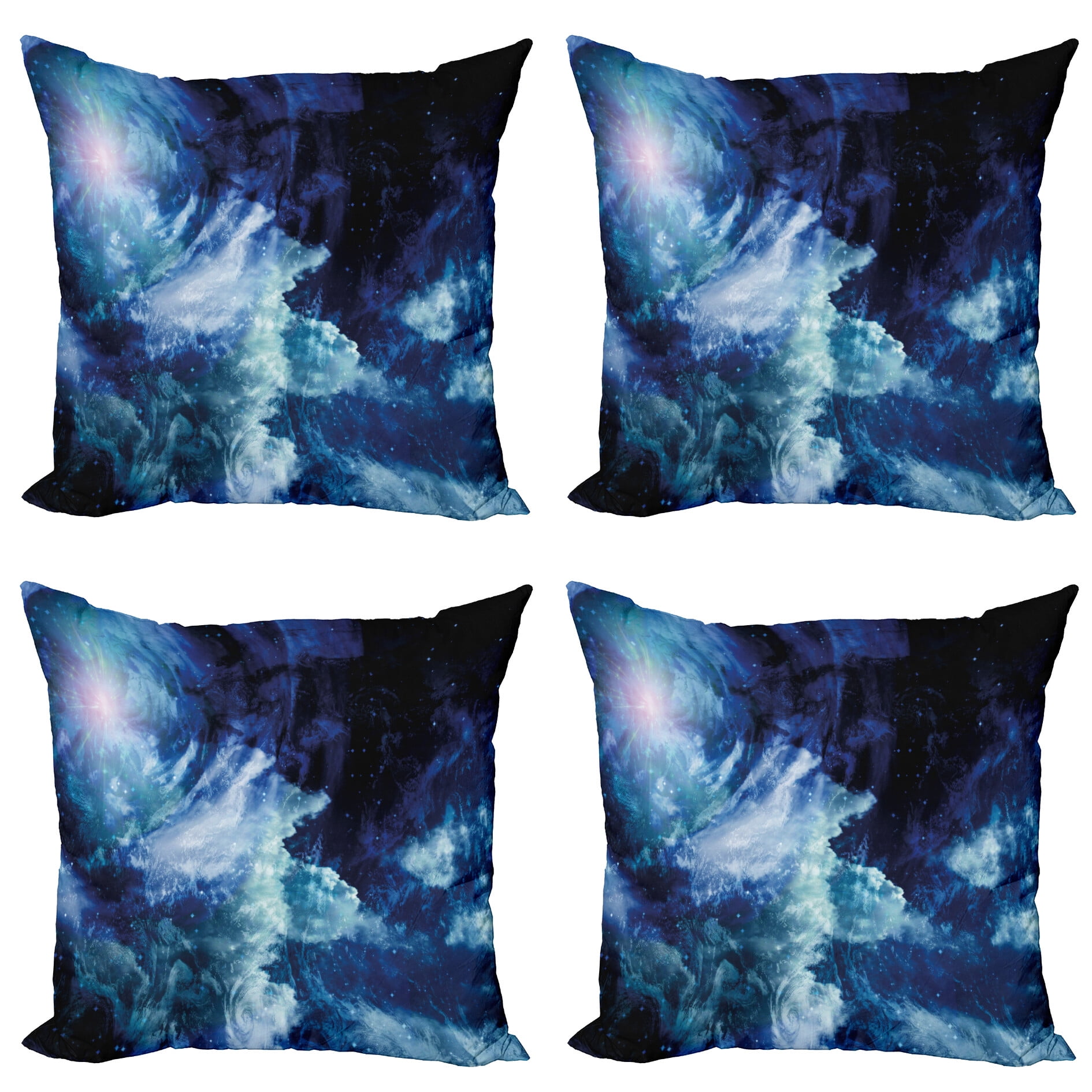Ambesonne Space Throw Pillow Cover 4 Pack, Universe Spiral Galaxy, 18 ...