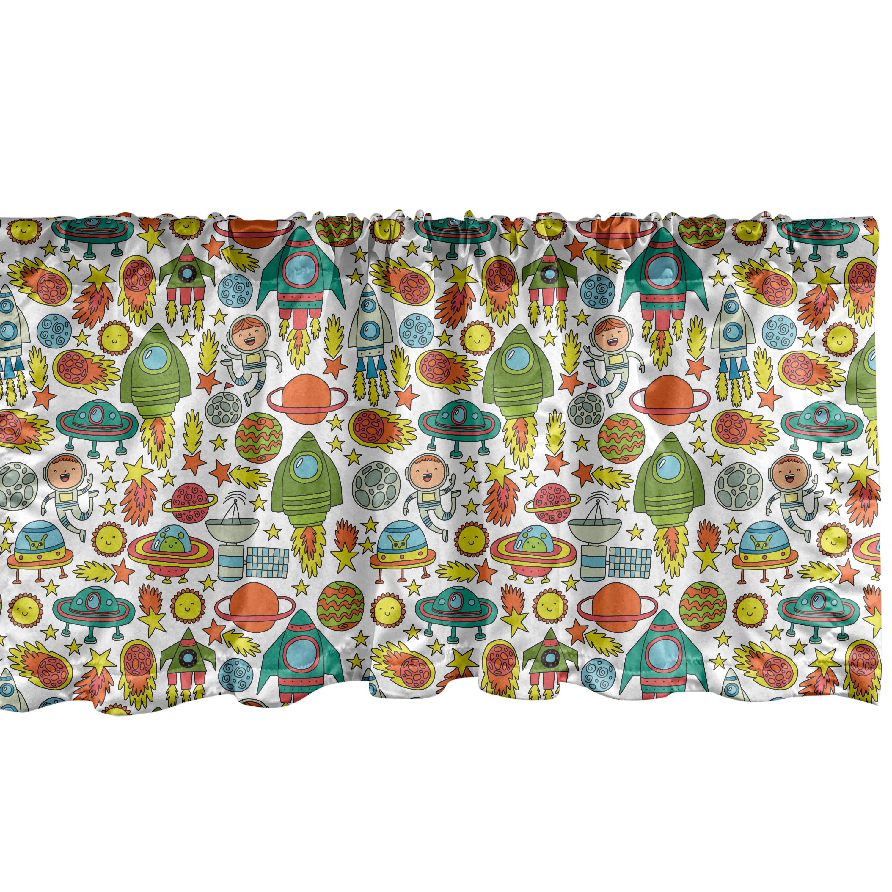 Ambesonne Space Window Valance, Rockets Astronauts Comets, 54" X 18 ...
