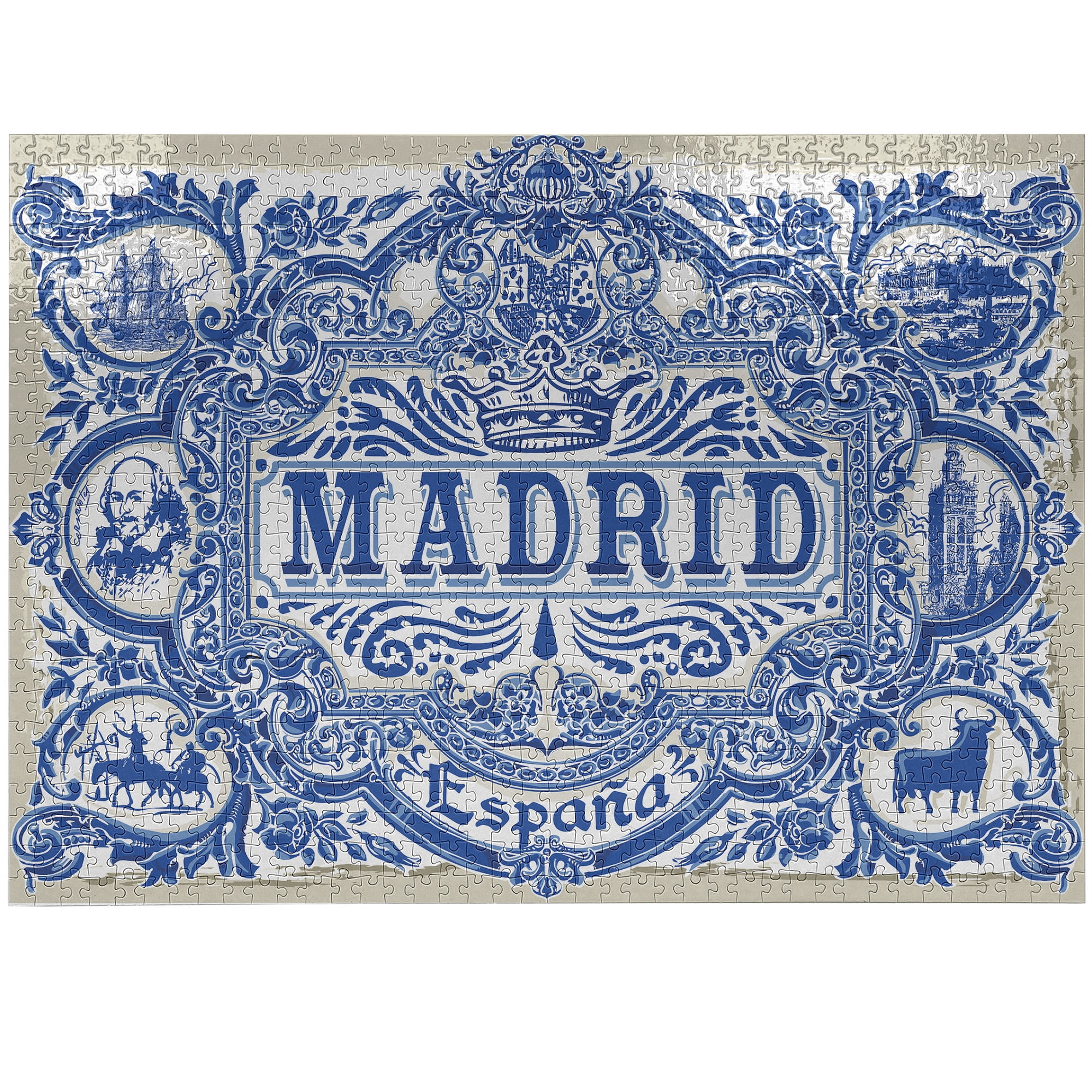 Ambesonne Spanish Jigsaw Puzzle Durable Cardboard, Madrid Calligraphy ...