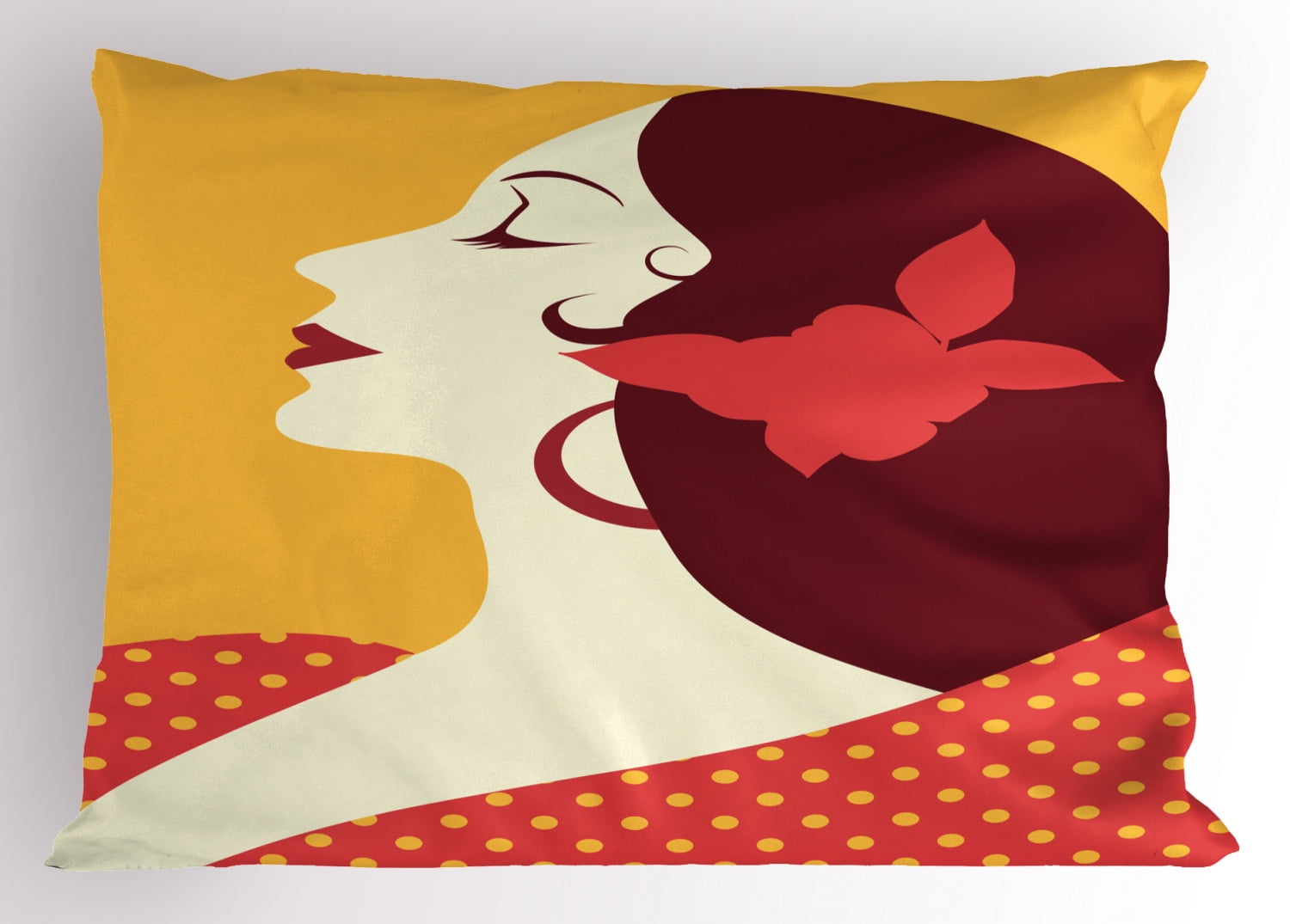 Ambesonne Spanish Pillow Sham, Retro Flamenco Woman, 36" X 20", Earth ...