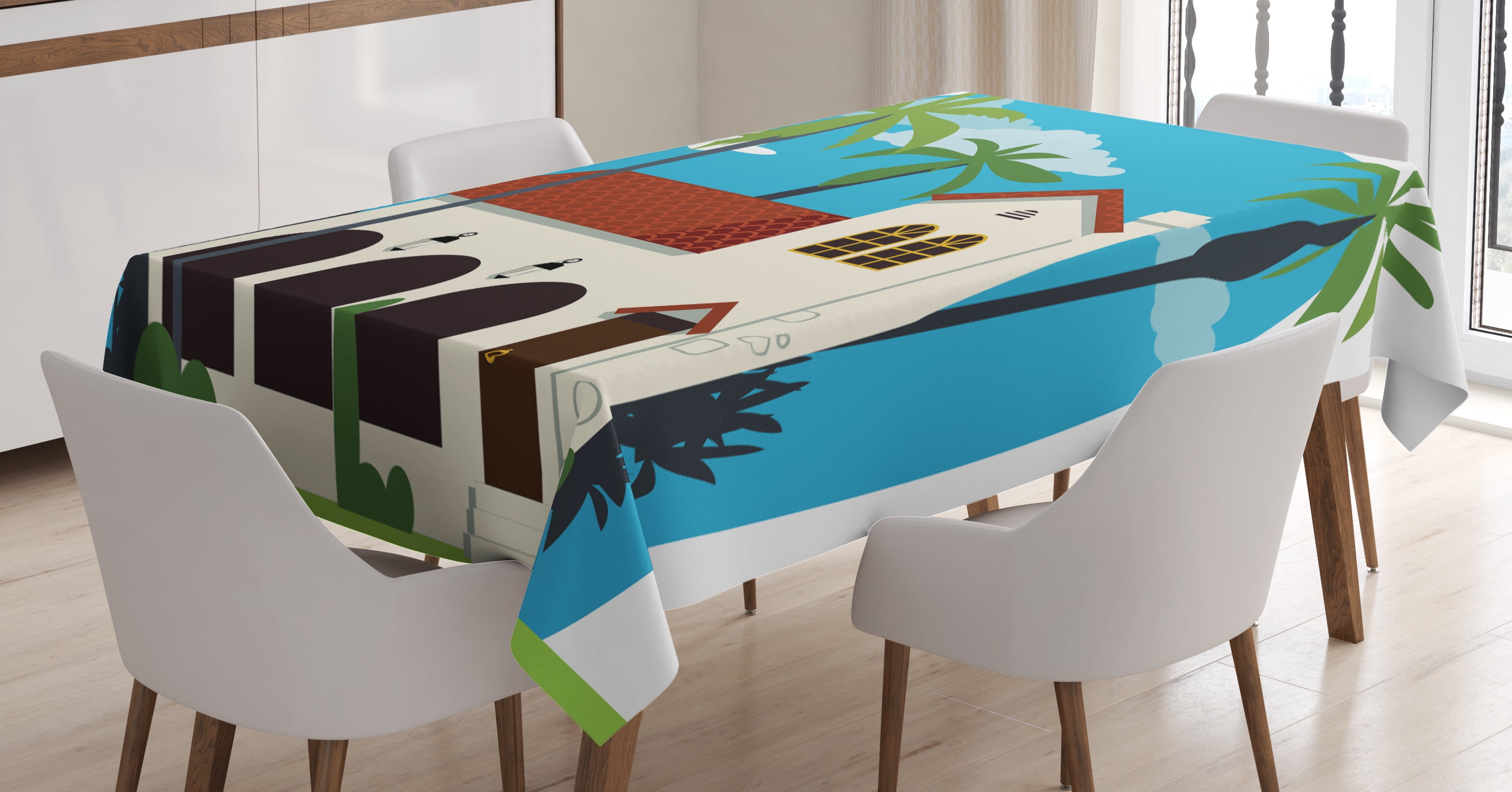 Ambesonne Spanish Tablecloth Rectangular Table Cover, Cottage House ...