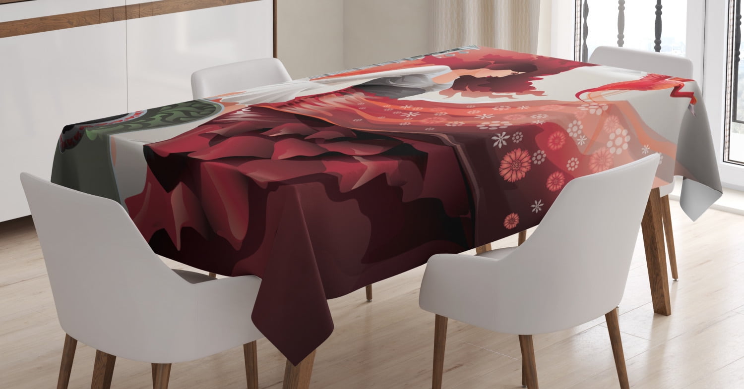 Ambesonne Spanish Tablecloth Rectangular Table Cover, Flamenco Dancer ...