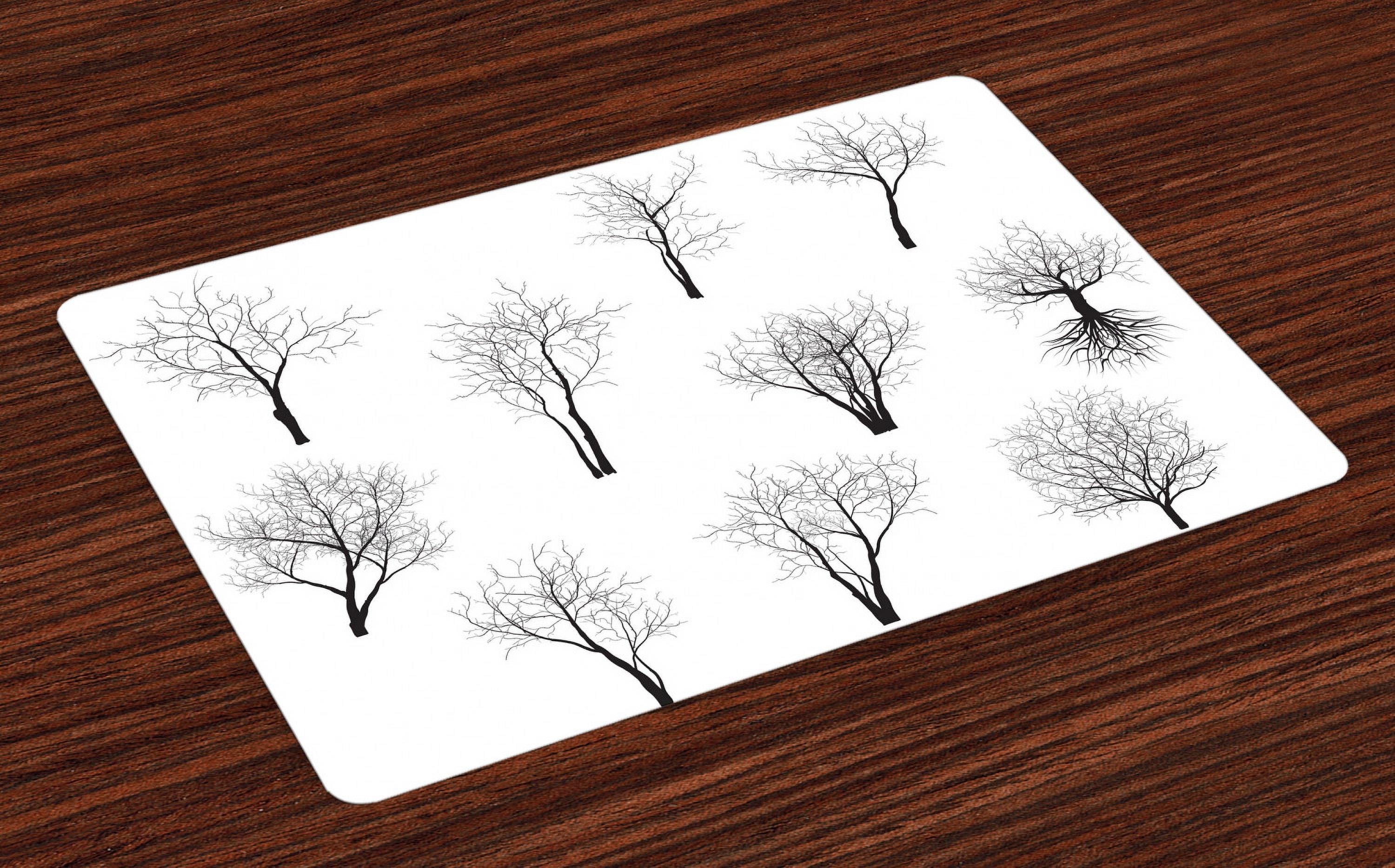 Ambesonne Spooky Place Mats Set of 4, Forest Trees Branches, Standard ...
